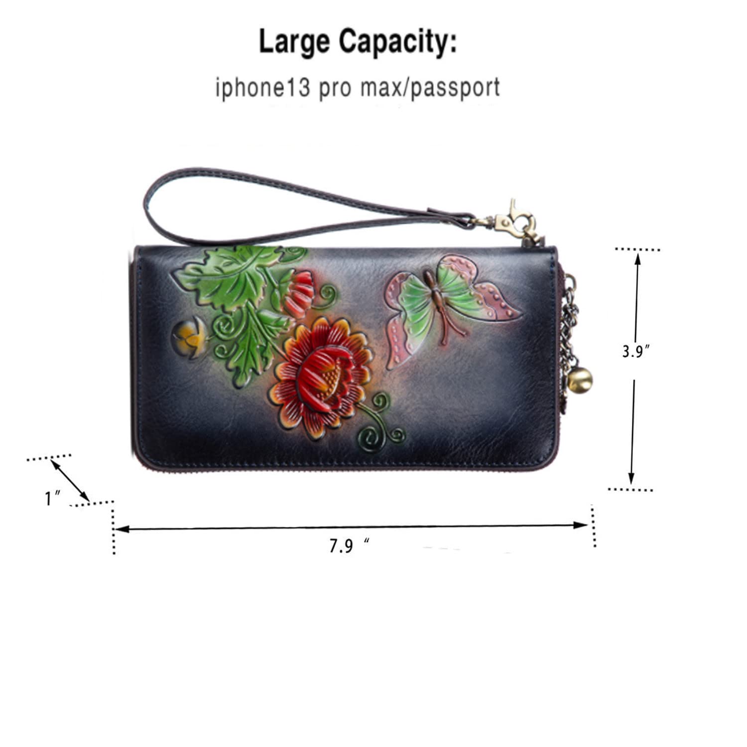 IAGOM Women's Cartoon Printing Leather RFID-Blocking Zip Around Clutch Wallet with Wristlet Strap for Women