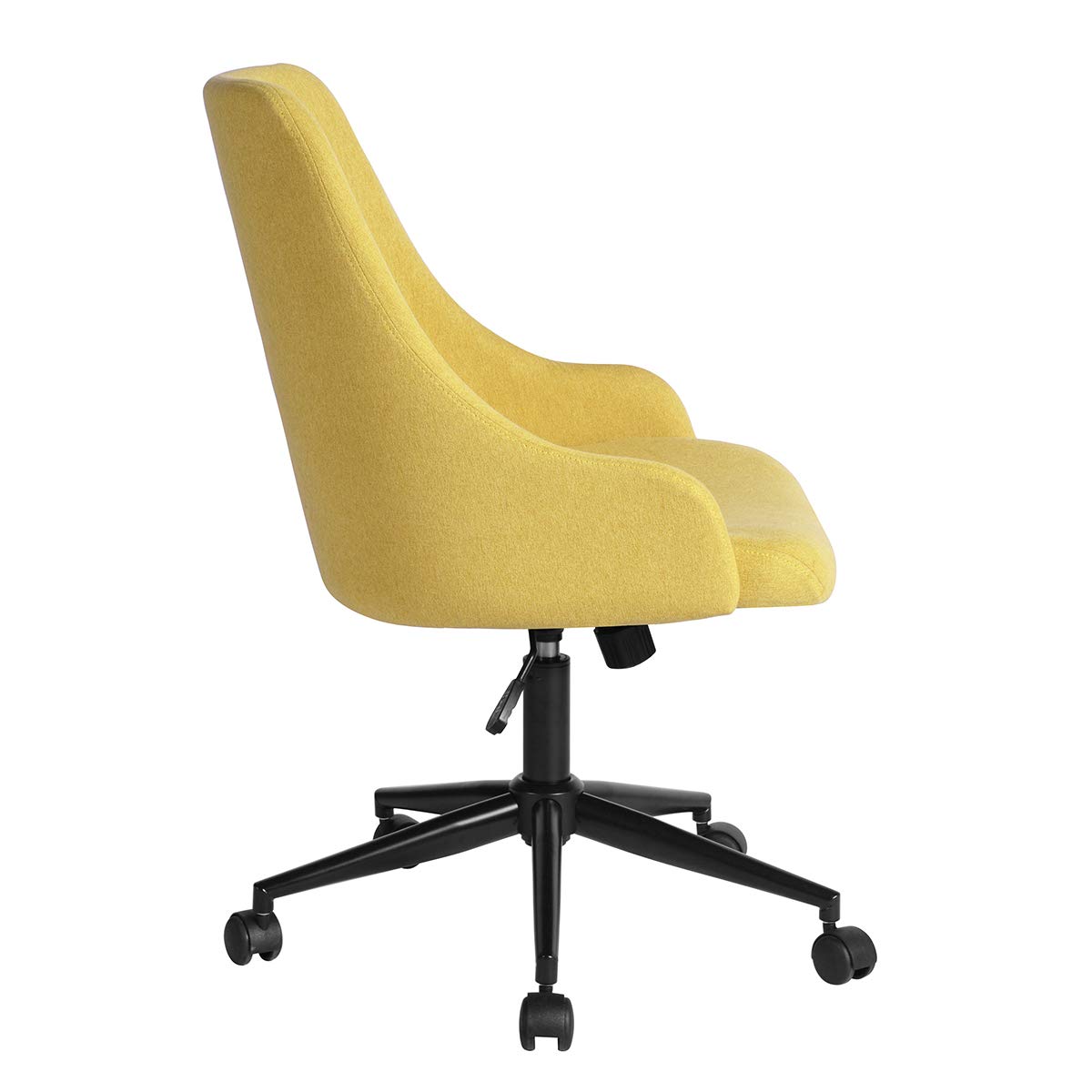 HOMYCASA Computer Chair Modern Upholstered Adjustable Height Swivel Desk Chair Mid Back Armrest for Home Office (Yellow)