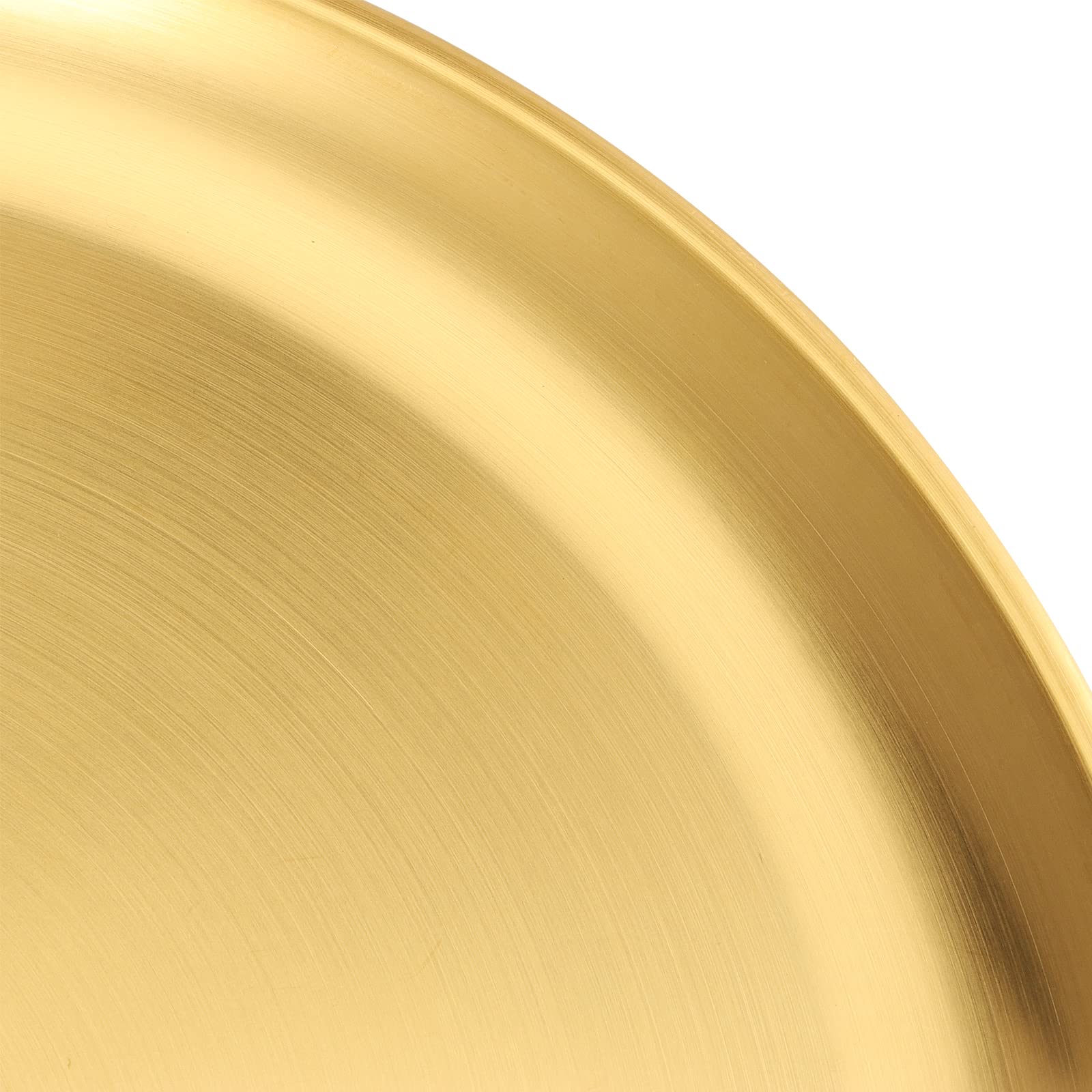 JOIKIT 4 Pack 12 Inch Gold Stainless Steel Plate, Round Metal Dinner Plates, Kitchenware Dinner Dishes Serving Tray Large Camping Plates for BBQ, Snack, Food Serving, Dishwasher Safe