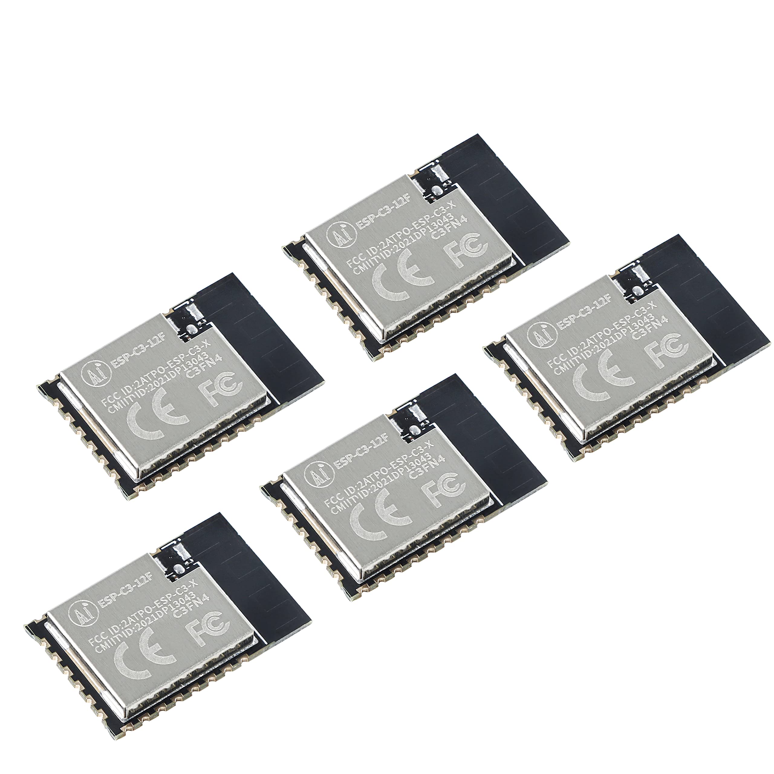 JESSINIE 5Pcs ESP-C3-12F WiFi Bluetooth Wireless Module ESP-C3 Wireless Transceiver Network Module Board Wireless Communication UART PWM SPI I2S I2C Peripheral Interfaces