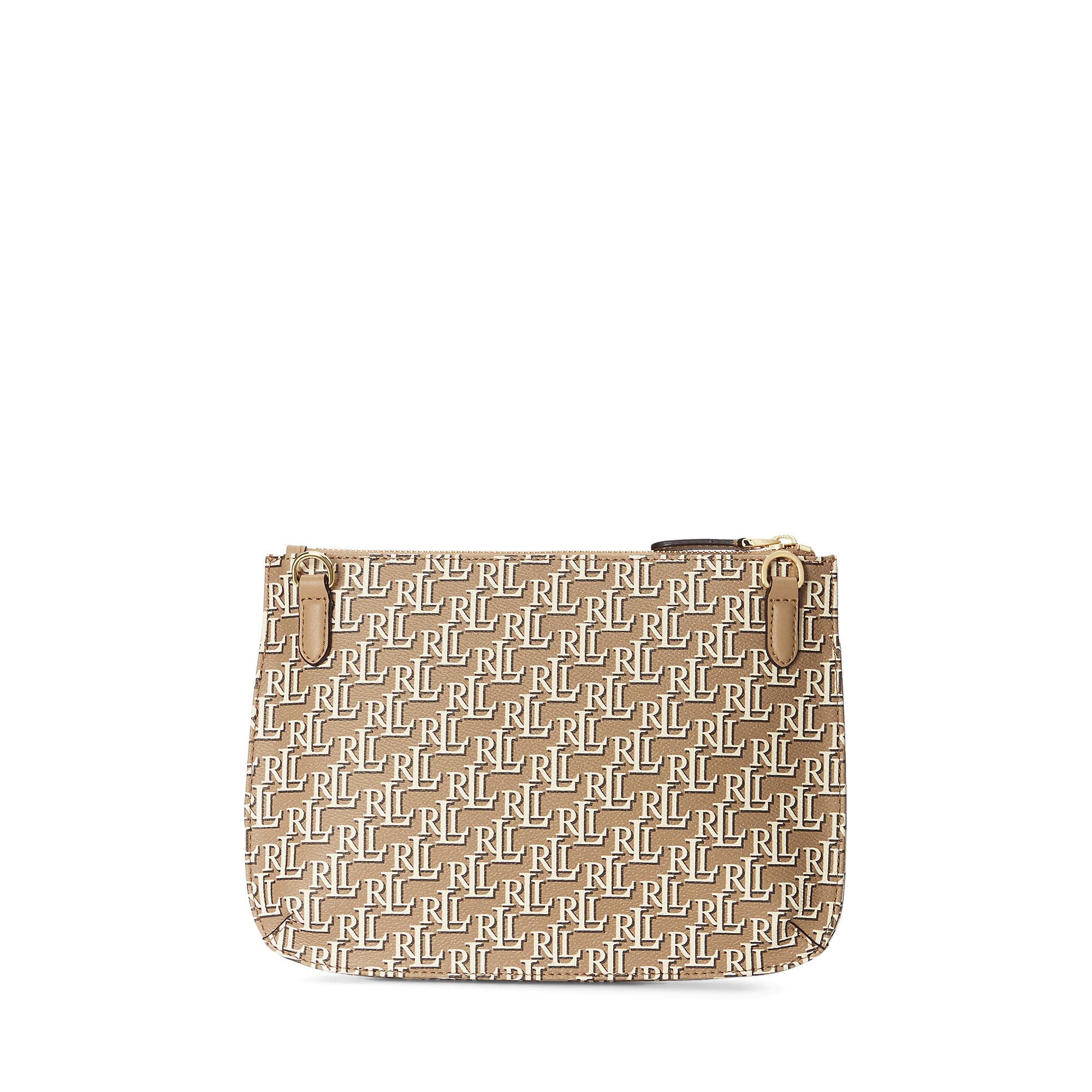 LAUREN Ralph Lauren Monogram Coated Canvas Medium Jamey Crossbody Bag Light Camel One Size