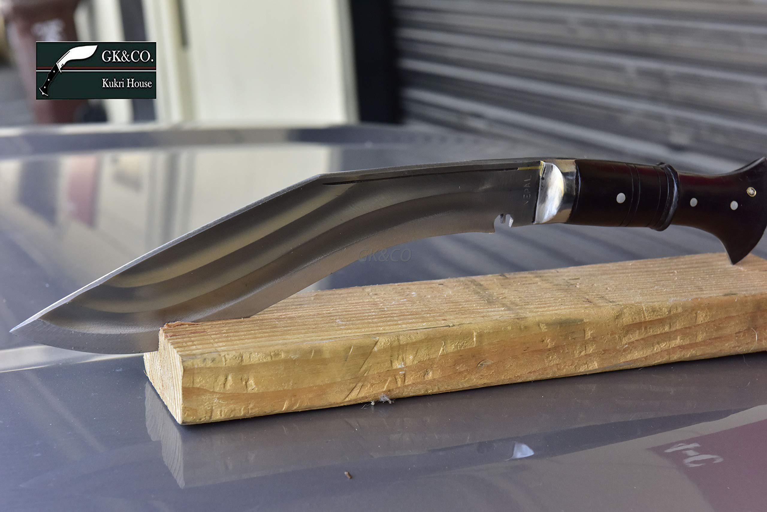 GK&CO. Kukri House Genuine Kukri/khukuri - Authentic 12" 3 Chirra (3 Fuller) The Beast, Full Tang Wooden Handle, Black Leather Sheath Khukuri- Handmade in Nepal Imported