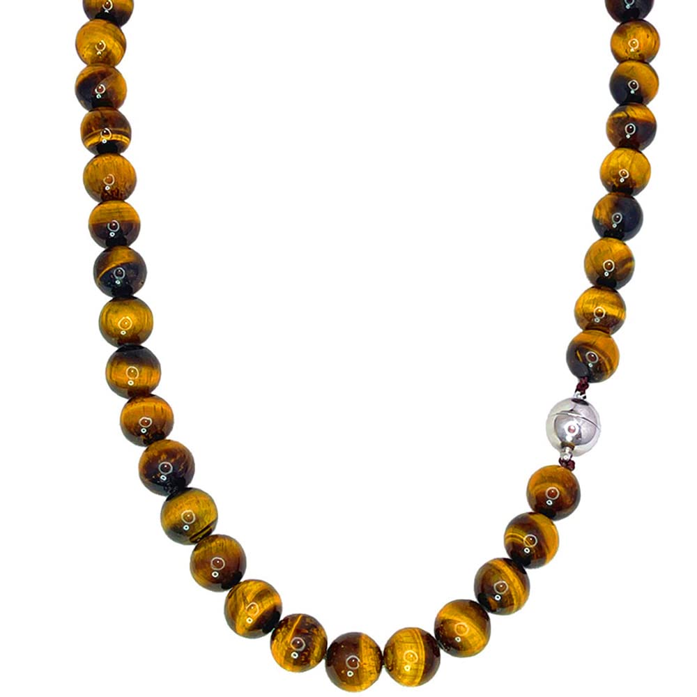 IFIX Cross 12mm Tiger Eye Beads Necklace Gemstone beads Necklace Jewelry 22" Long