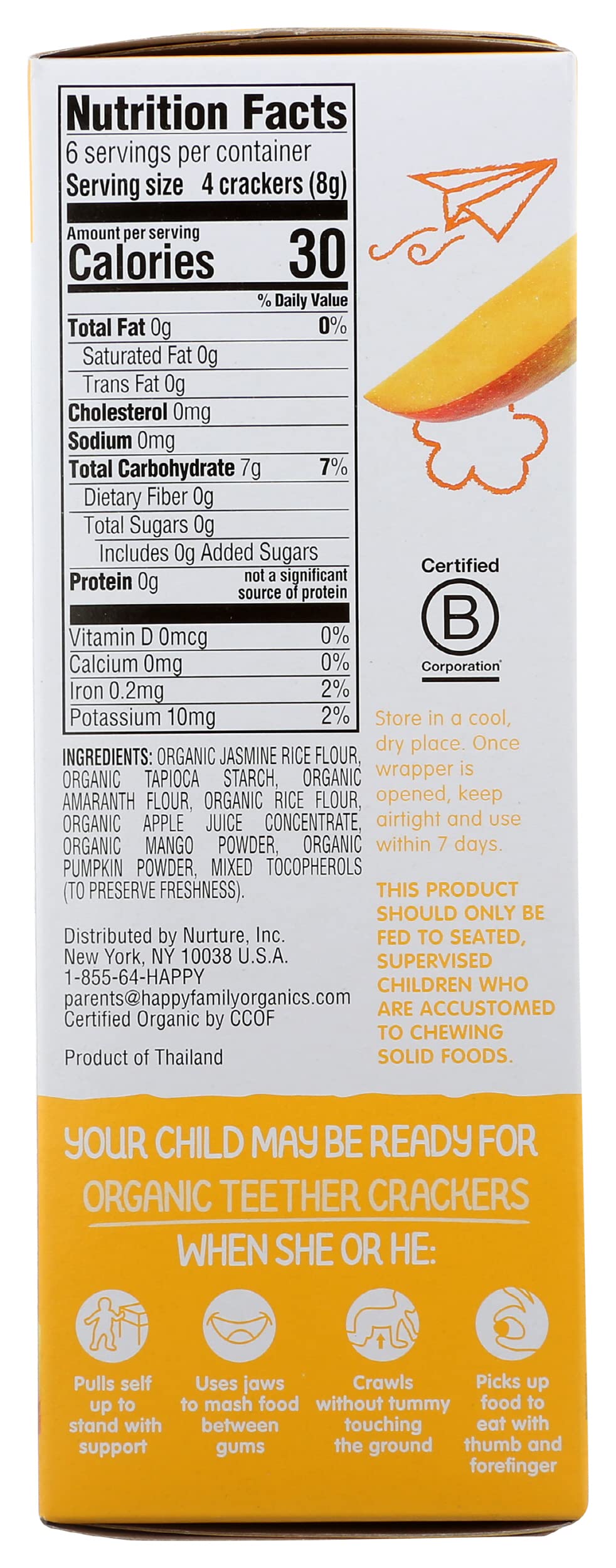 Happy Baby Organic Mango & Pumpkin Teether Crackers 12 Count, 1.7 OZ