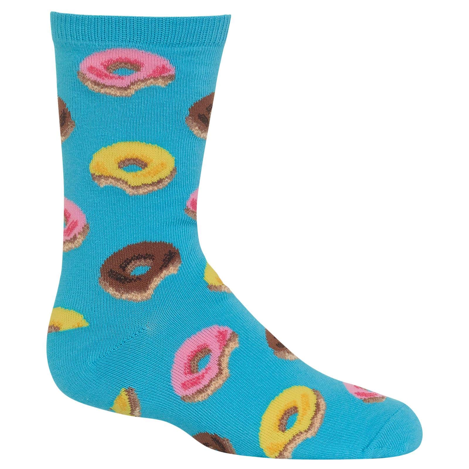 Hot Sox boys Food Novelty Casual Crew Sock, Donuts (Aqua), Medium-Large US