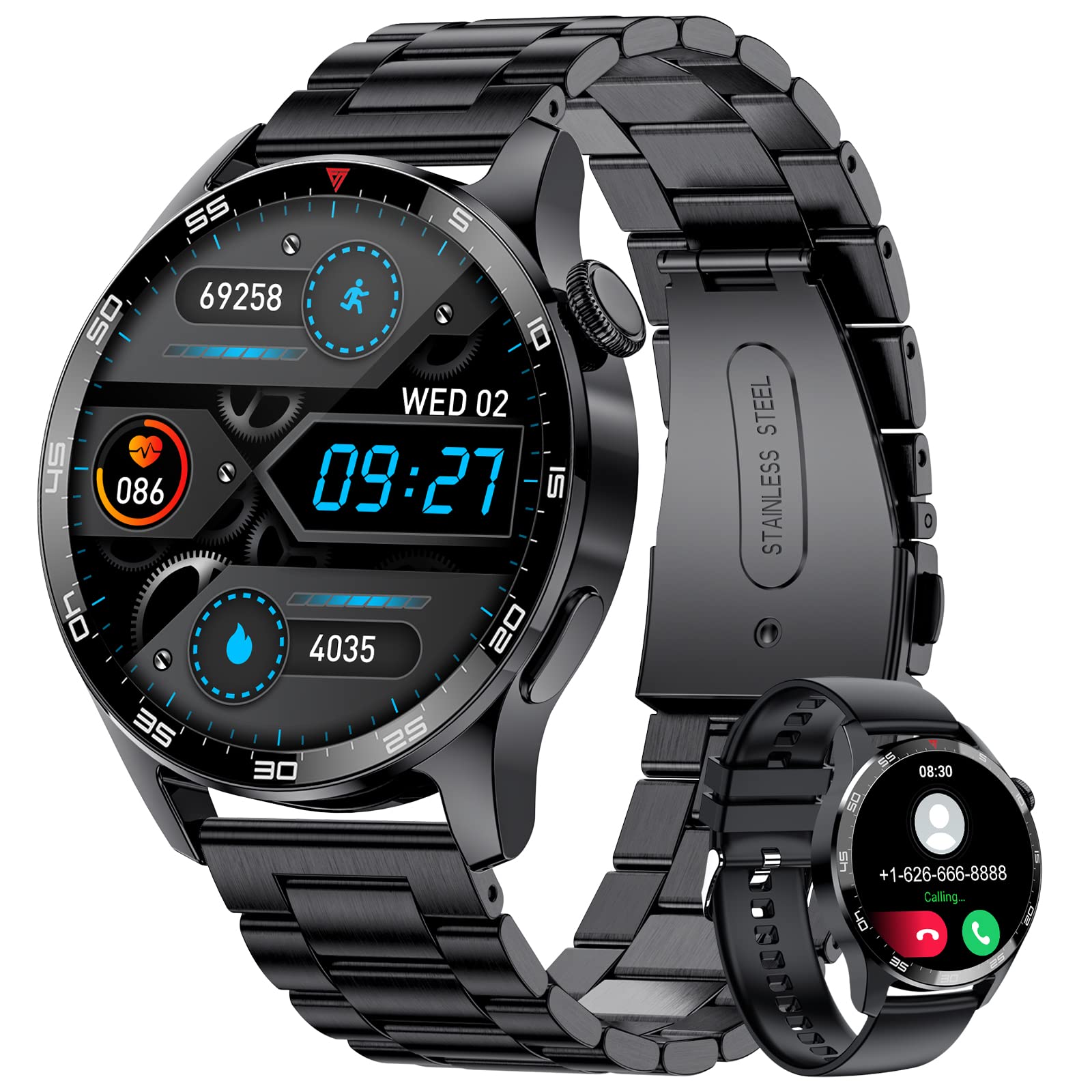 LIGE Smart Watch for Men Answer/Make Call, IP67 Waterproof Fitness Tracker Heart Rate/Sleep Monitor, 1.32" HD Color Screen Smartwatch with Bluetooth Call/Text Message/Step Counter for Android iOS