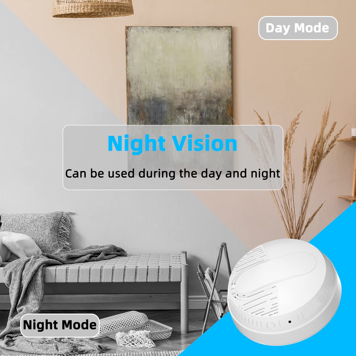 LIZVIE WiFi Smoke Case Camera, 1080P HD Wireless Security Camera with Cell Phone App,Night Vision,Motion Detection,WiFi Camera for Home and Office Surveillance