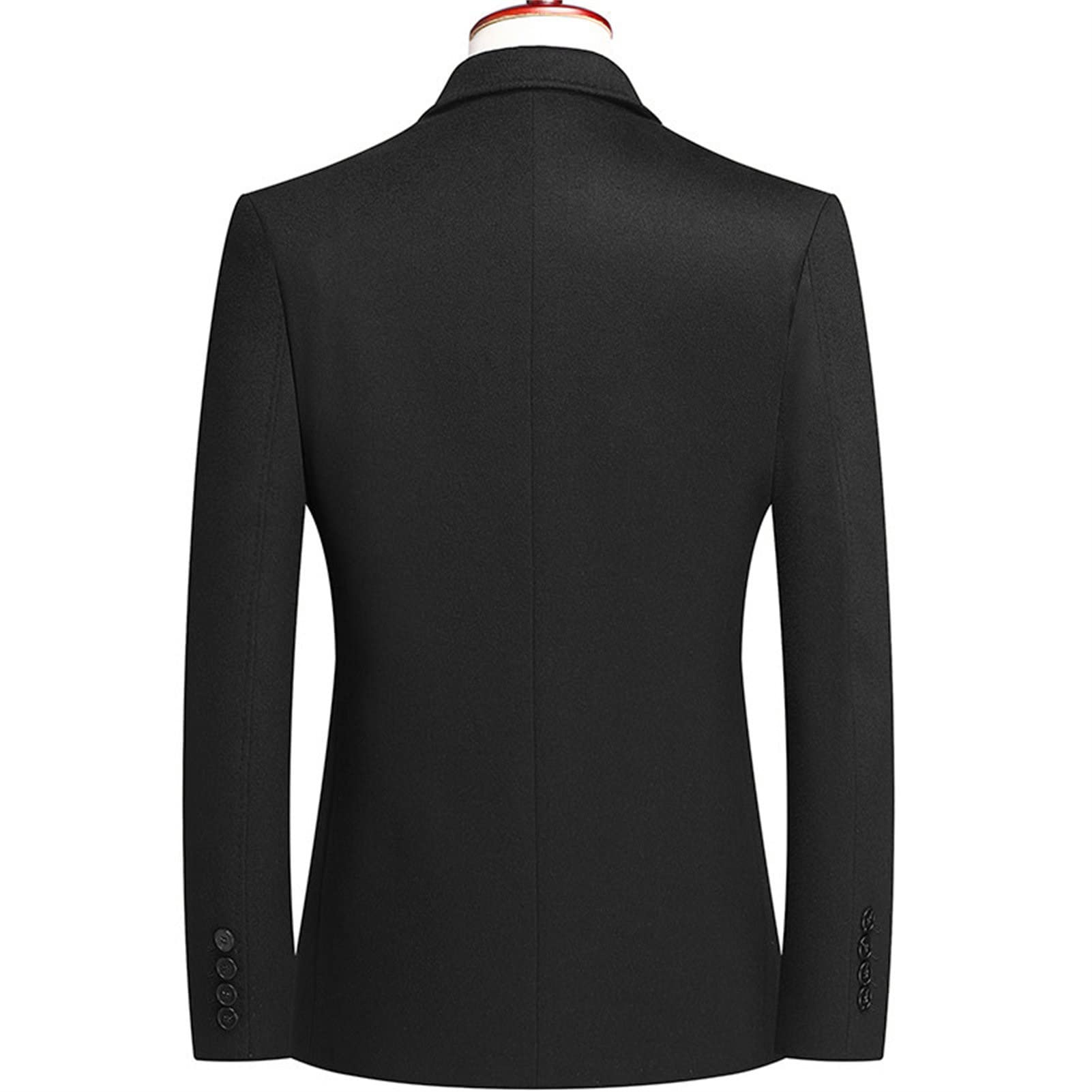 Men's Casual Wool Suit Blazer Two Button Tweed Lightweight Sport Coat Notched Lapel Slim Fit Daily Jacket Black