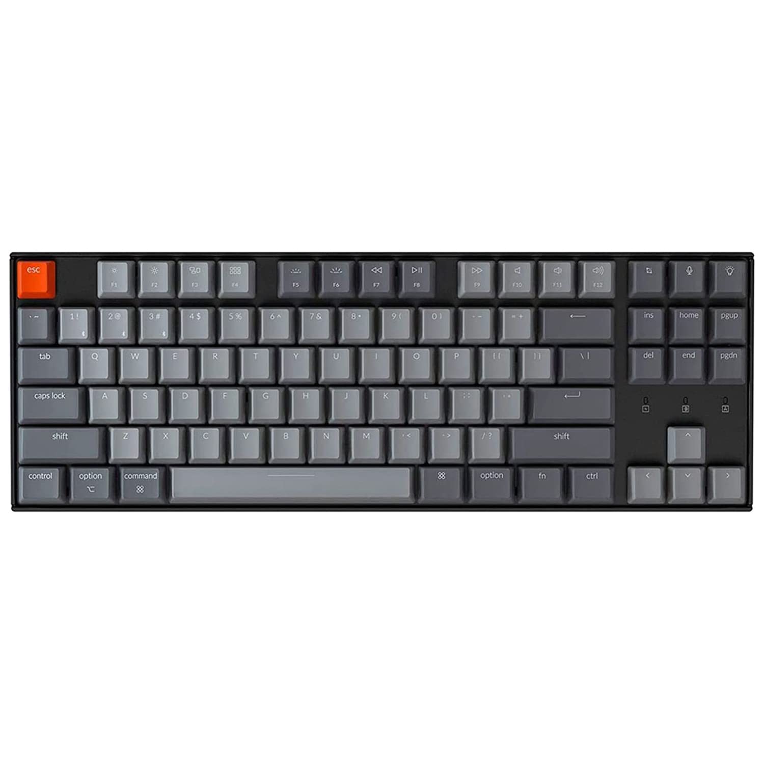 Keychron K8 TKL Gaming Mechanical Keyboard Wireless/Wired, 87 Keys Compact RGB Backlit Illuminated Keyboard, Gateron G Pro Brown Switch Office Computer Keyboard for Windows Mac PC Gamer