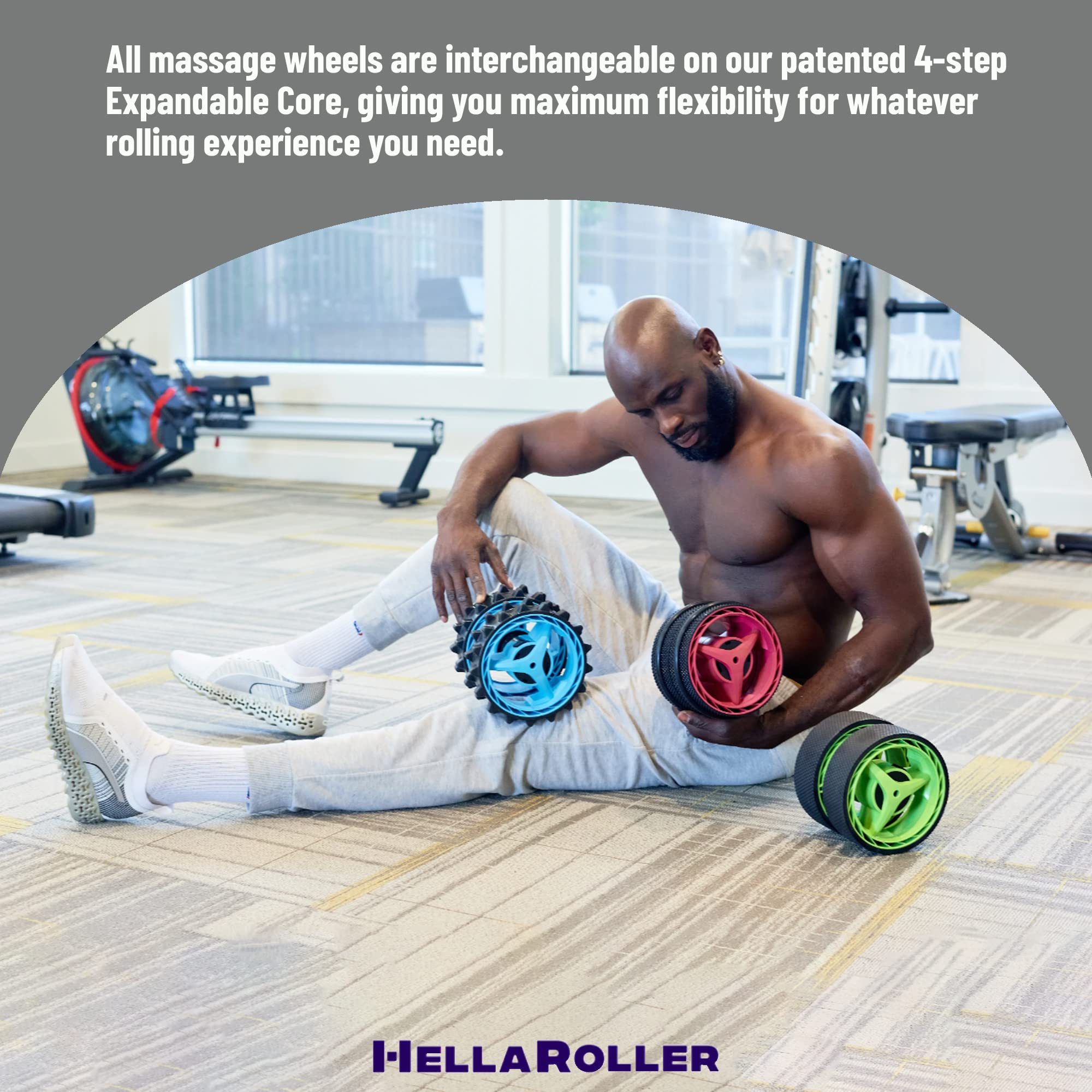 HellaRoller Back & Muscle Roller Wheel - Expandable Precision Wheels, Great for Back Pain Relief, Muscle Therapy & Deep Tissue Massage, Foam Roller Alternative (Ultimate Bundle of 3)