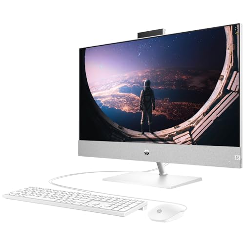 HP Pavilion 27 Business All-in-One, 27" FHD Screen, AMD Ryzen 5 5625U, 16GB RAM, 1TB SSD, Webcam, HDMI, Wi-Fi 6, Wired Keyboard & Mouse, Windows 11 Pro, White
