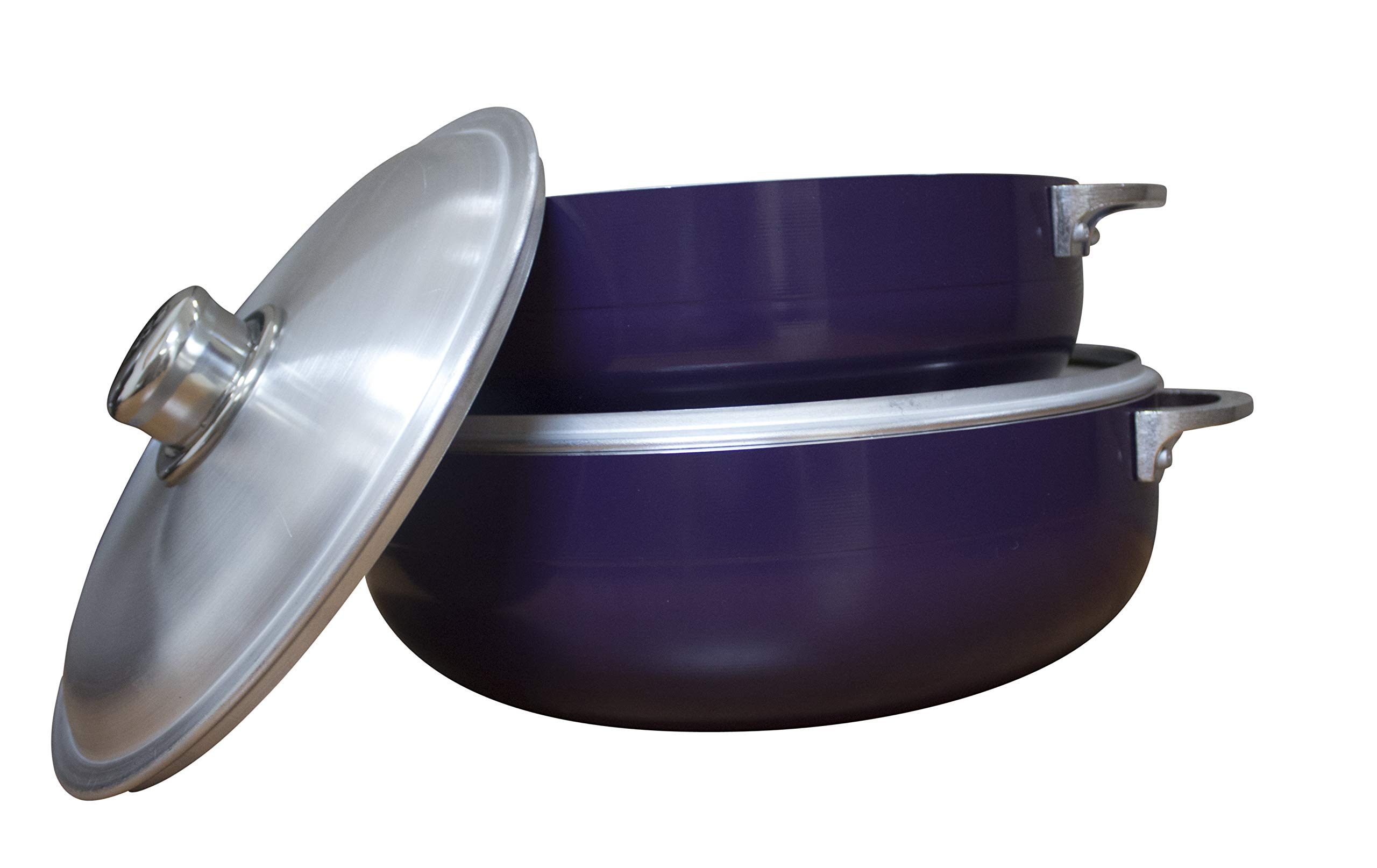 IMUSA USA 2 Piece Purple Caldero (Dutch Oven Set with Aluminum Lid (4.4Qt, 6.9Qt) Oven Safe
