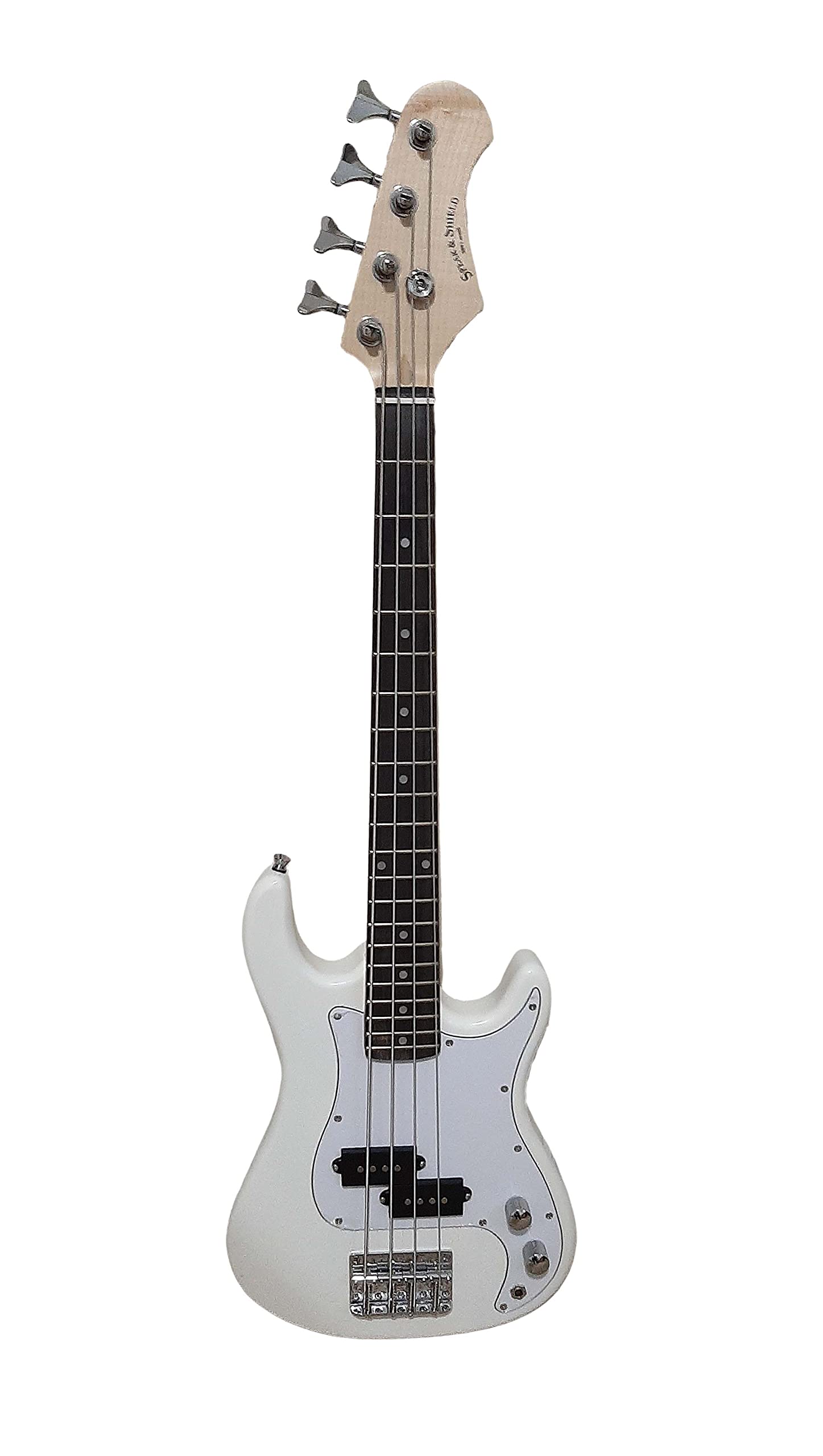 Mini Bass Guitar 3/4 size 36 inch for Kids Children beginners 4 string Electric Bass with package (White-Full Pack)