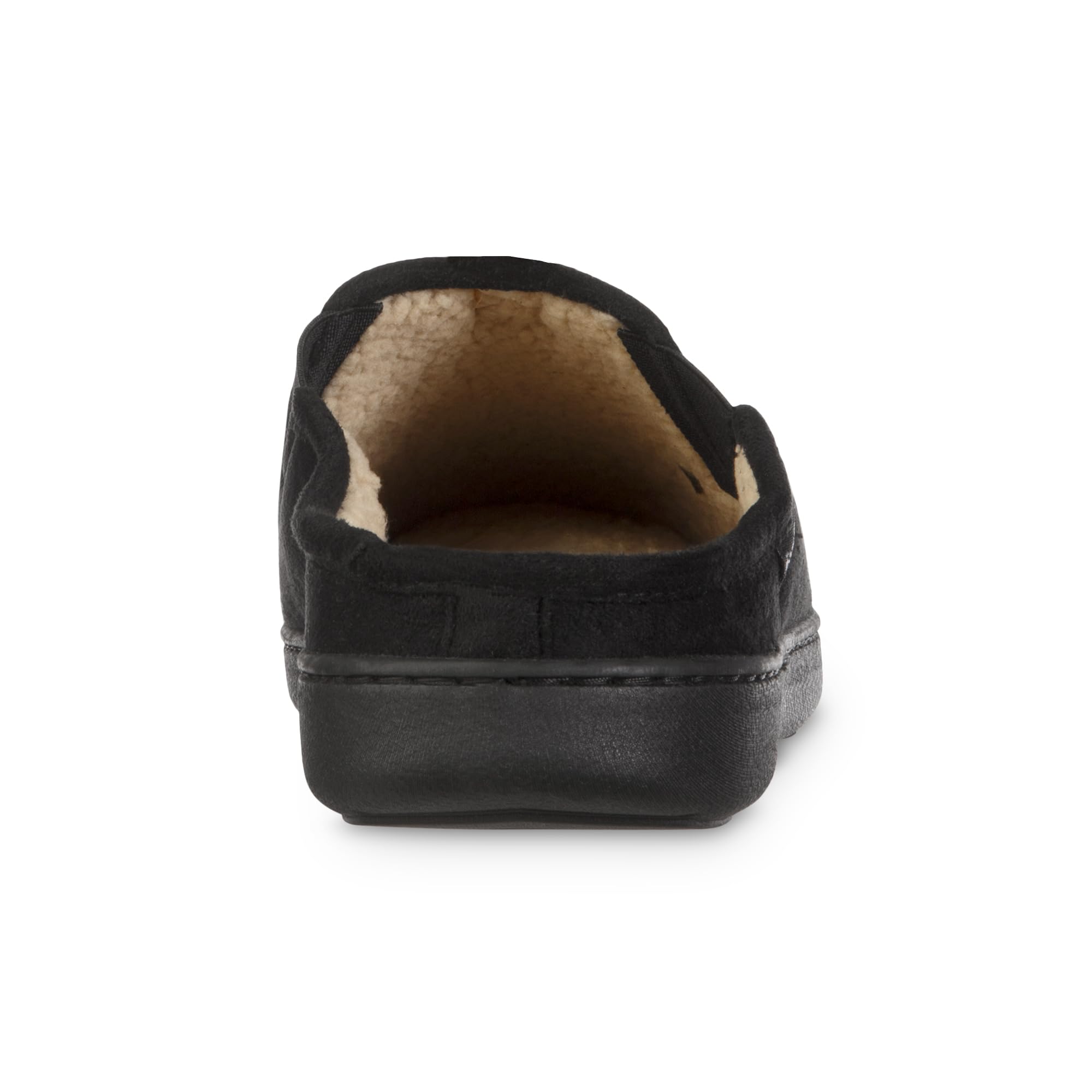 isotoner Men's, Advanced Gel Infused Memory Foam Microsuede Vincent Hoodback ECO Comfort Recycled Slippers Clog, Black, 8-9