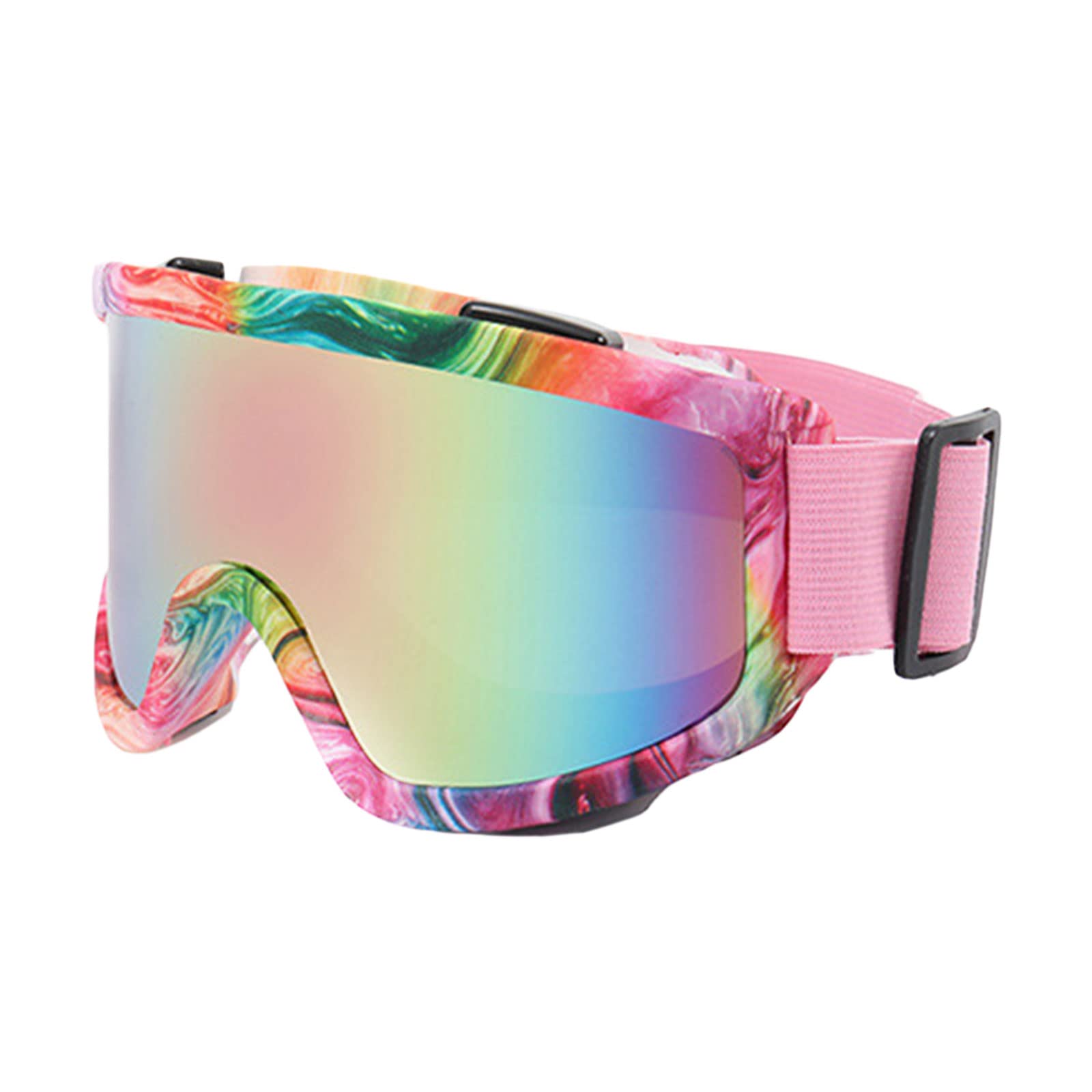 Juaugusep Ski Goggles, Anti-fog Dustproof UV Protection Polarized Over Glasses, Snowboard Goggles Motorcycle Goggles for Men Women (Pink, One Size)