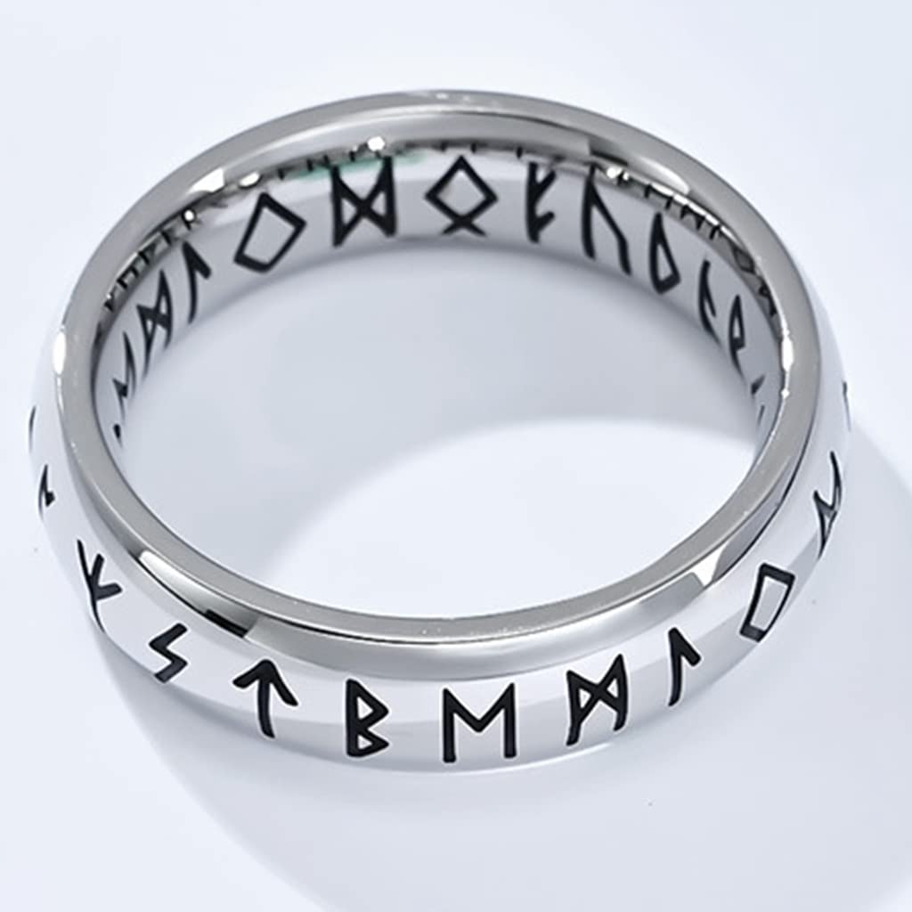 Jude Jewelers 6mm Stainless Steel Elder Futhark Nordic Trinity Runic Pagan Vikings Celtic Wedding Band Ring (Silver, 8)