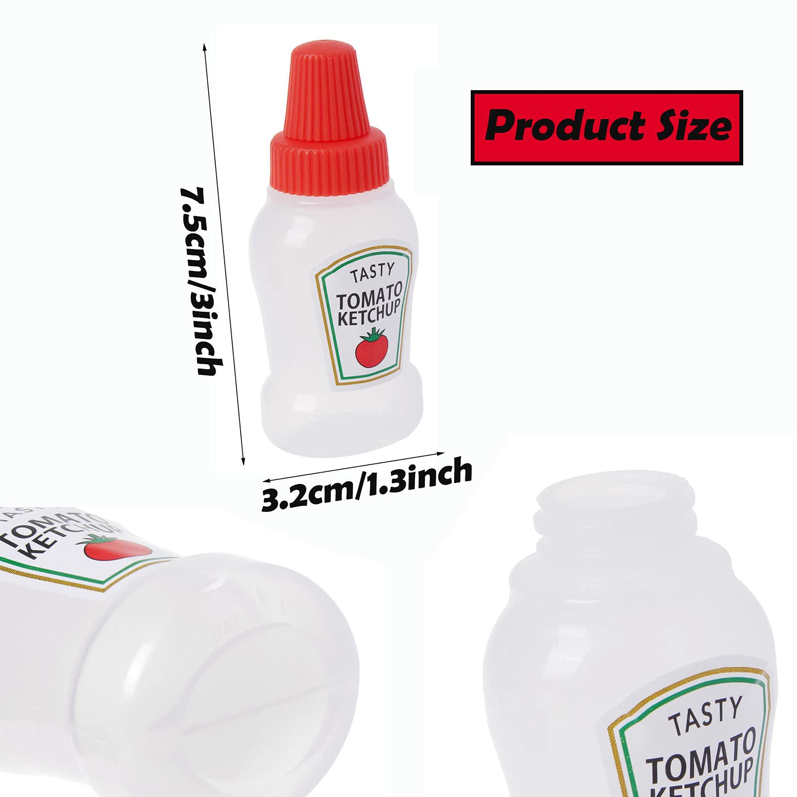 LARATH 4 Pieces Mini Tomato Ketchup Bottle Portable Plastic Squeeze Squirt Condiment Bottles Honey Mustard Sauce Salad Dressing Container for Bento Box, 2 Colors