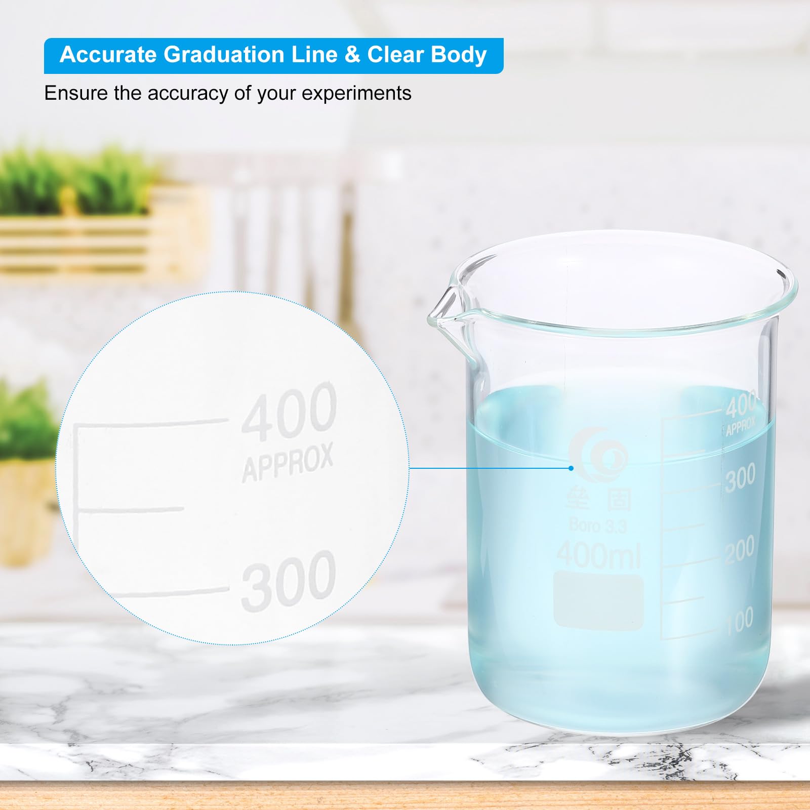 PATIKIL 25ml Low Form Glass Beaker, 12Pcs 3.3 Borosilicate Glass Beakers Graduated Measuring Cup with Spout for Lab Experiment, Cooking and Baking, Clear