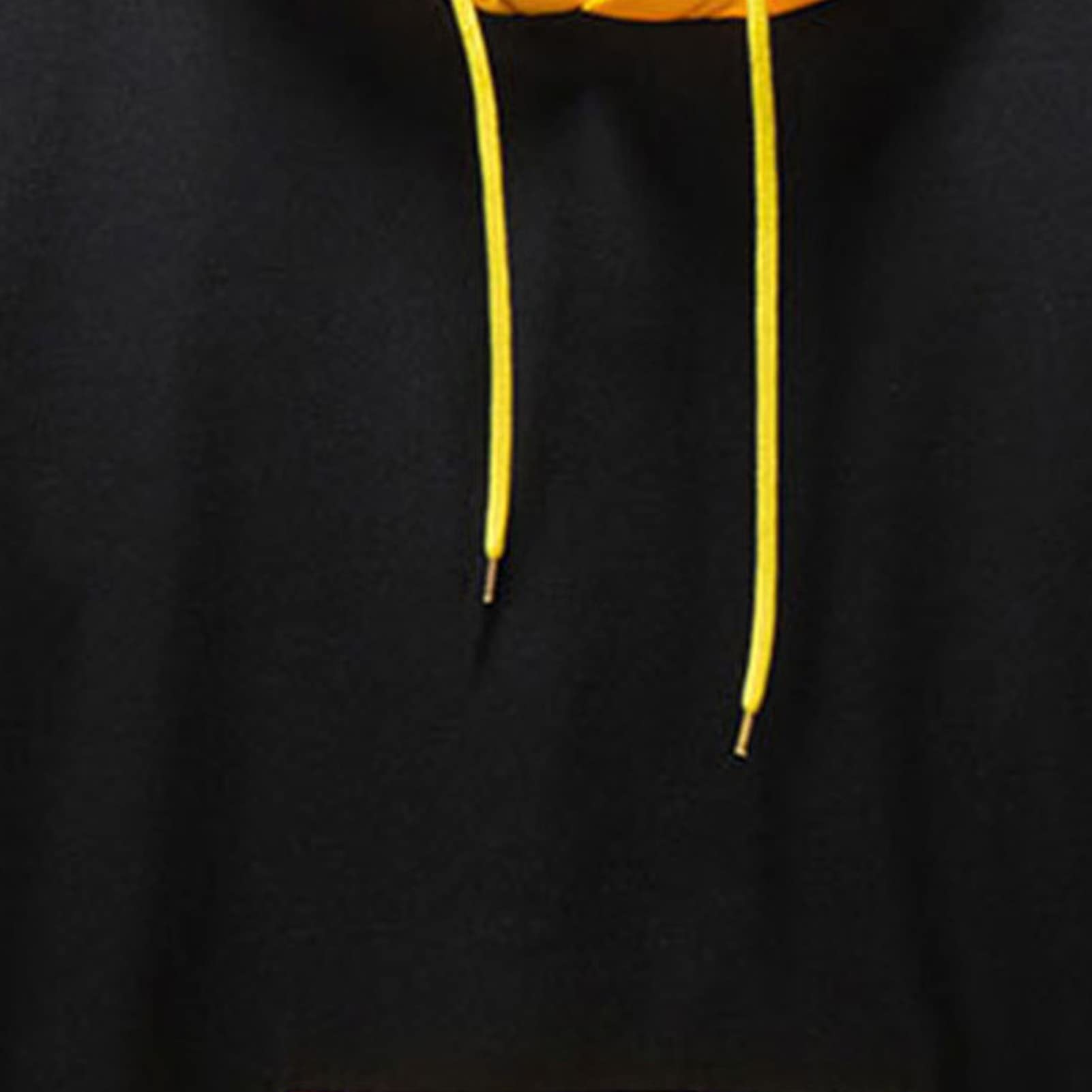 Maiyifu-GJ Men Patchwork Loose Fit Hoodie Pullover Color Block Hip Hop Hooded Sweatshirt Casual Long Sleeve Hoodies Outwear (Yellow,Medium)