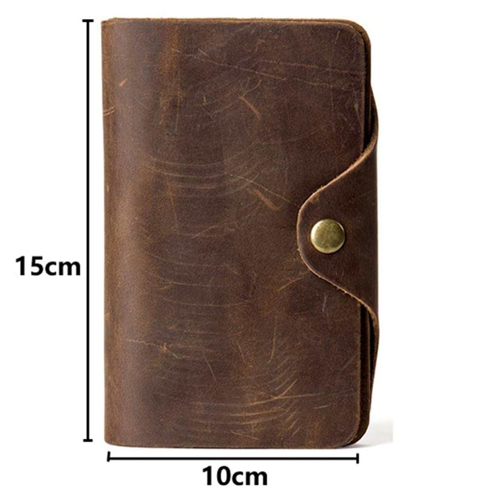 LIUZH Hand-Stitched Leather Retro Purse Men's Long Money Clip Wallet Men's Storage Bag Wallet