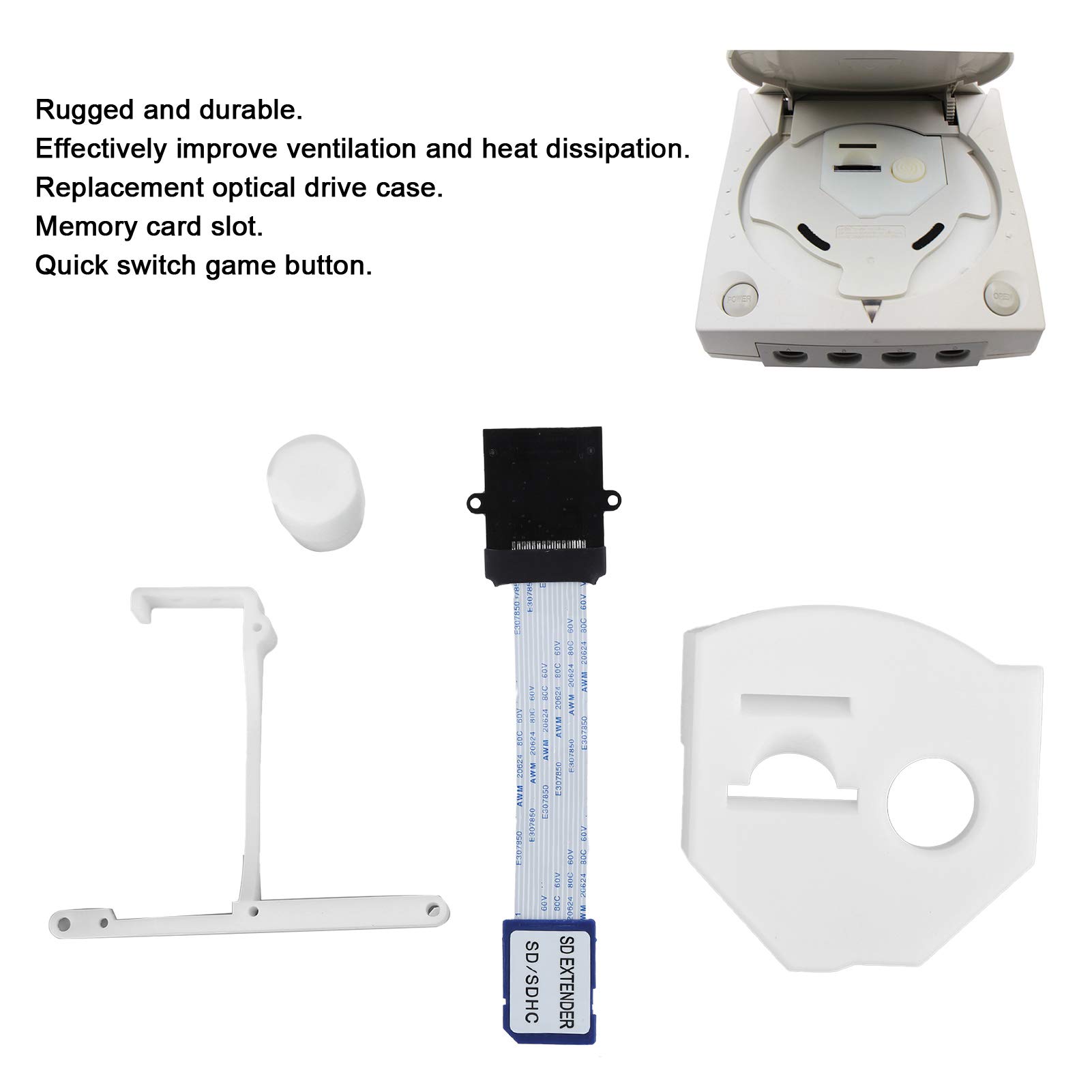 KOSDFOGE Compatible with Accessories for Sega Dreamcast, Including Replacement Cases, Expansion Adapters, and Memory Card Install Extender.