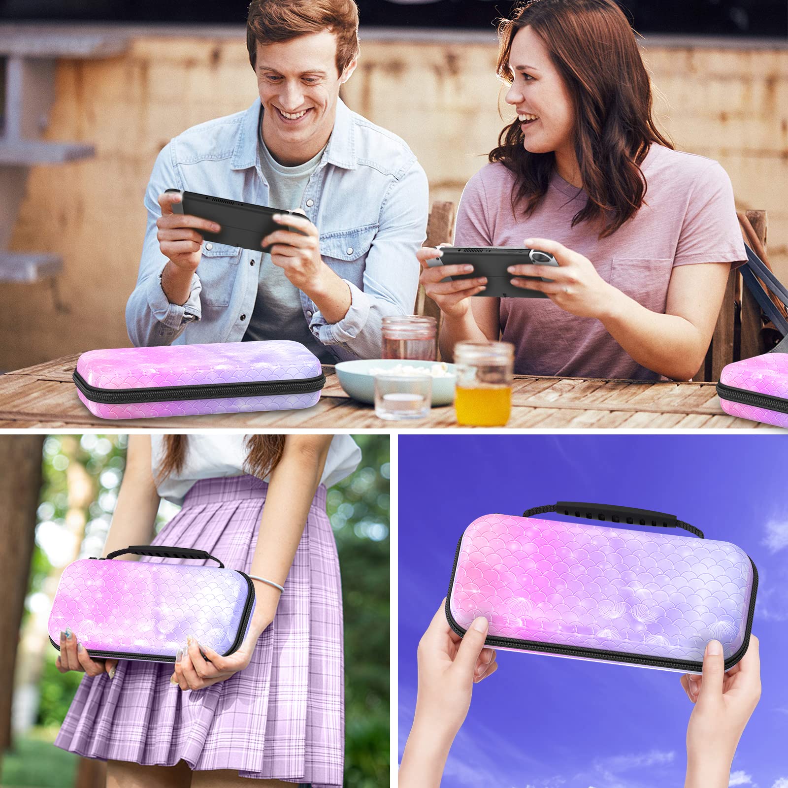 Larstylee Switch Carrying Case for Nintendo OLED New Model, Switch Protective Case with Game Card Storage for Nintendo Switch Console & Accessories