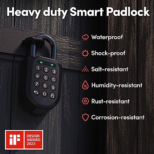 igloohome New Smart Padlock 2 (SP2), The Toughest Smart Padlock β Generate Access from Anywhere with The Mobile app (iOS/Android) β No WiFi Needed, Waterproof & Rechargeable