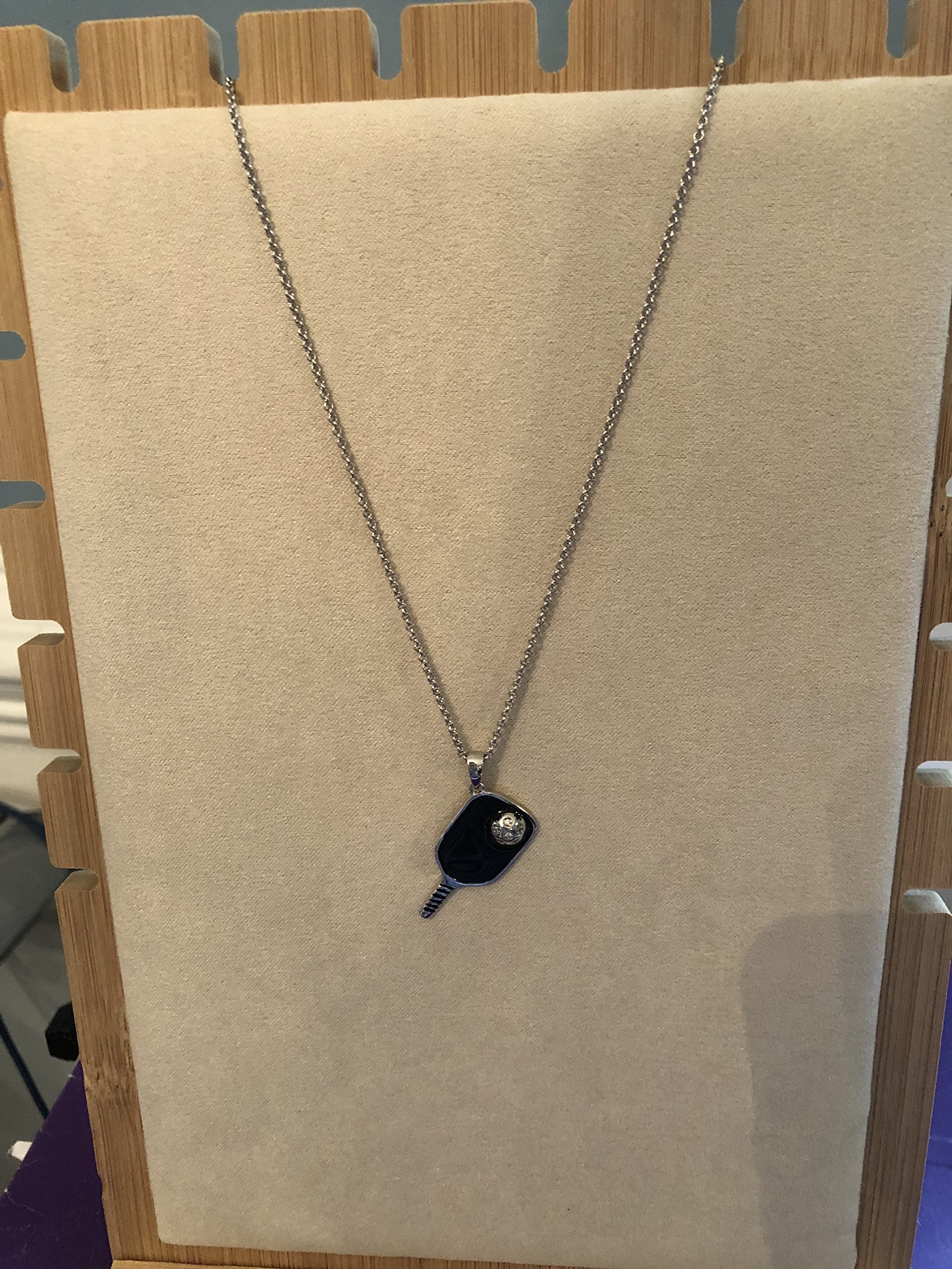 Hit Happy Sleek Pickleball Pendant Necklace (Black)