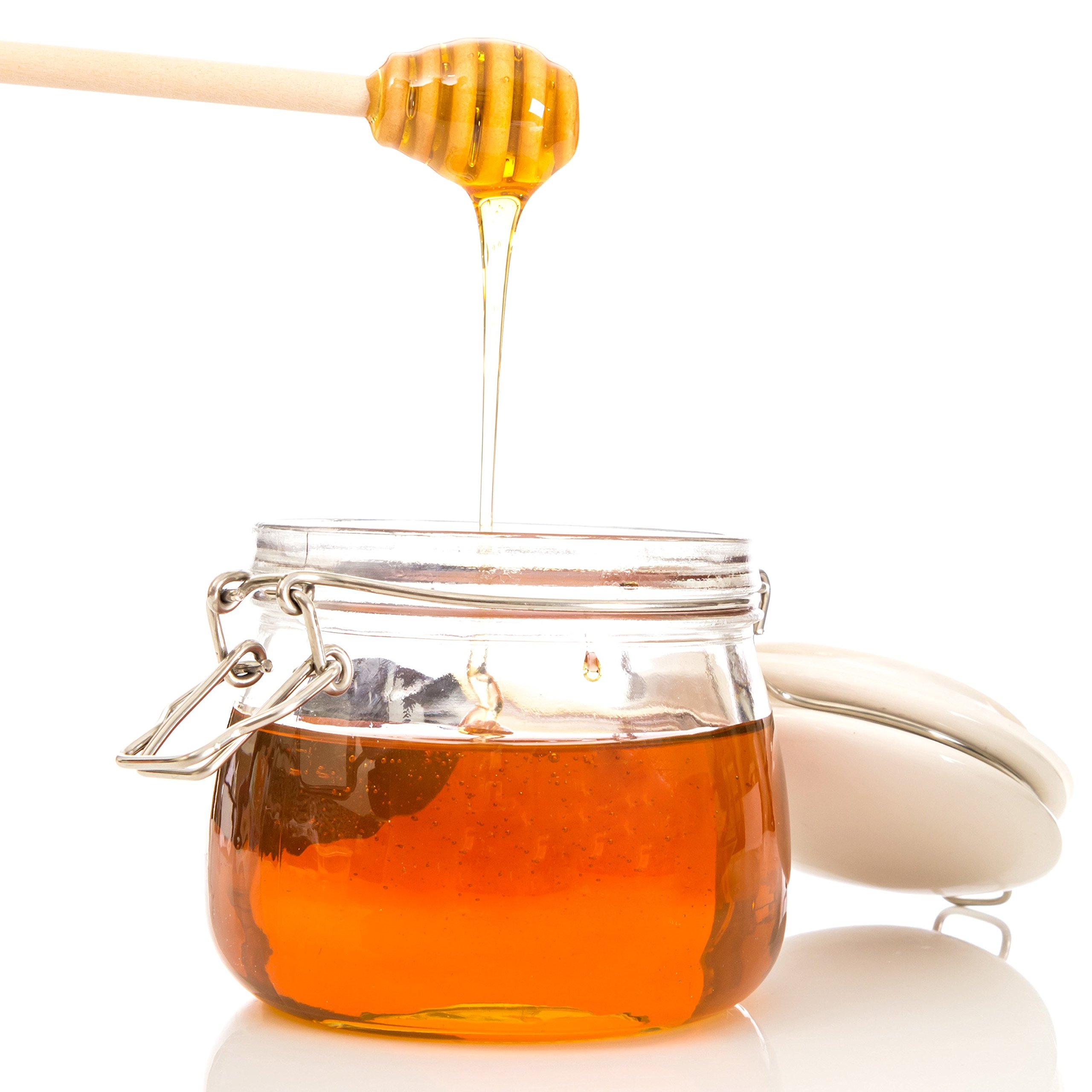 Honey Dipperz 4 PACK - 6" Inches Long (16cm) Wooden Honey Dipper Drizzler Stirring Stick, Spoon Rod Muddler Dispense