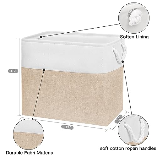 Hylarios Fabric Storage Baskets for Shelves 3 Pack, Storage Bins with Handles for Organizing Foldable Storage Bins for Toys, Clothes, Closet Large Storage Bins 17x12x15inches