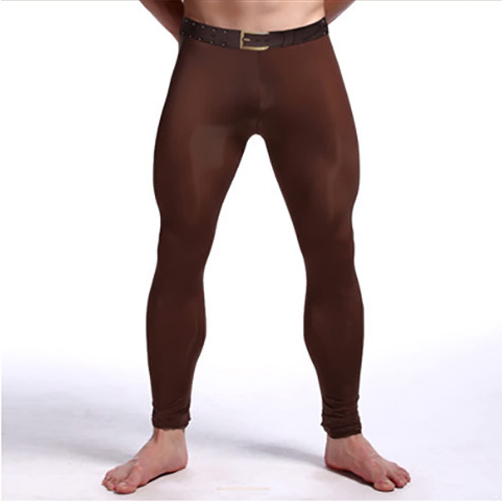 iiniim Men's Compression Pants Athletic Leggings Base Layer Bottoms Workout Running Tight Underwear Coffee Medium
