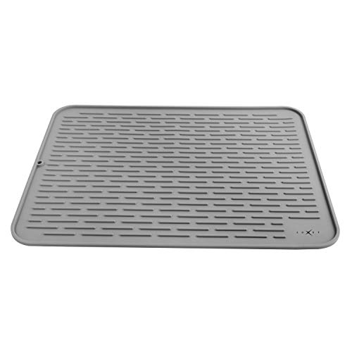 Luxet Multipurpose Premium Quality Silicone Dish Drying Mat for Kitchen, Heat Resistant, Countertop Protection, Non Slip Grip, Extra Large Trivet Size 23x17 Inches (Gray)