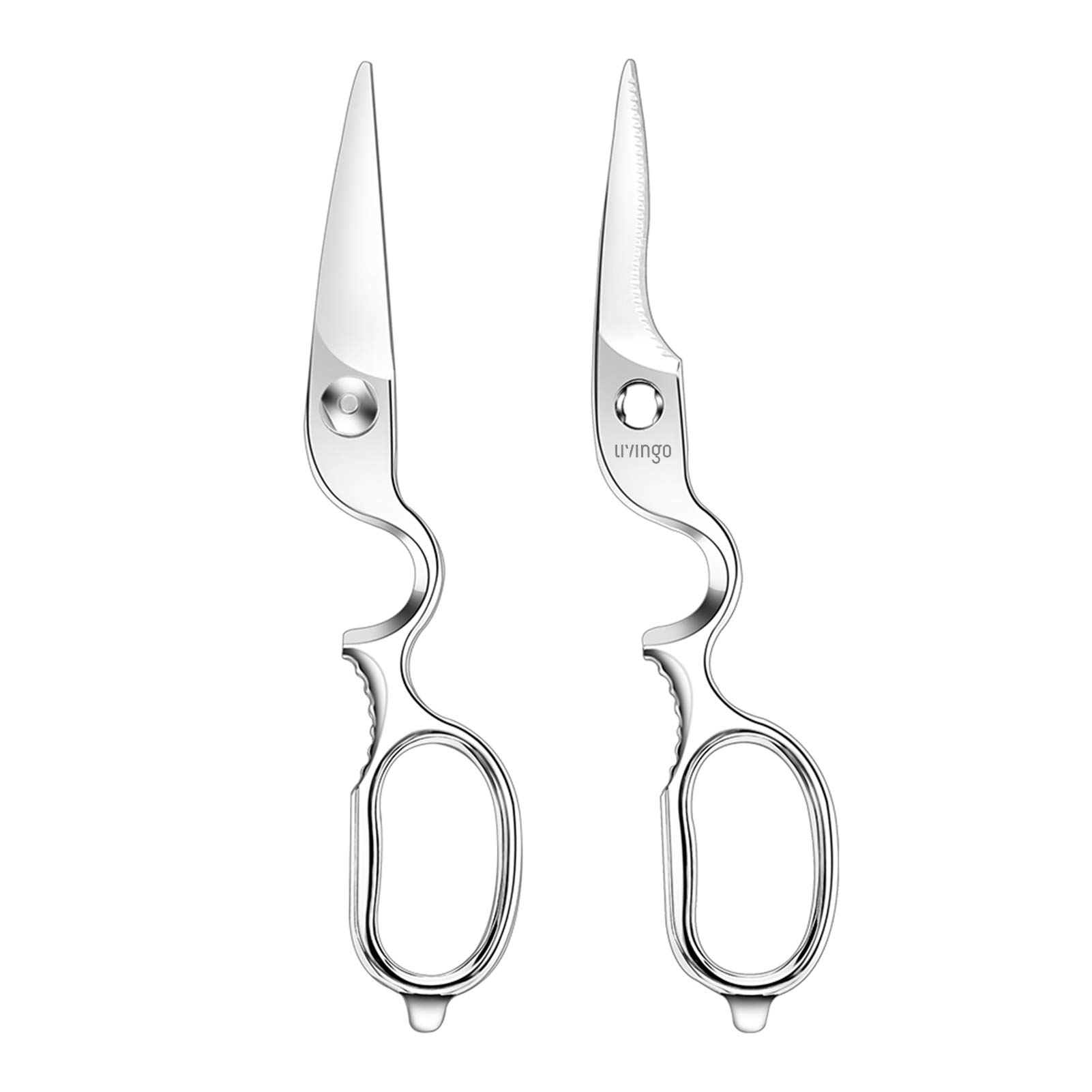 LIVINGO Kitchen Forged Shears Heavy Duty Come Apart Ultra Sharp Multi-function Stainless Steel Scissors Bottle Opener, Nut Cracker 8.5 inch