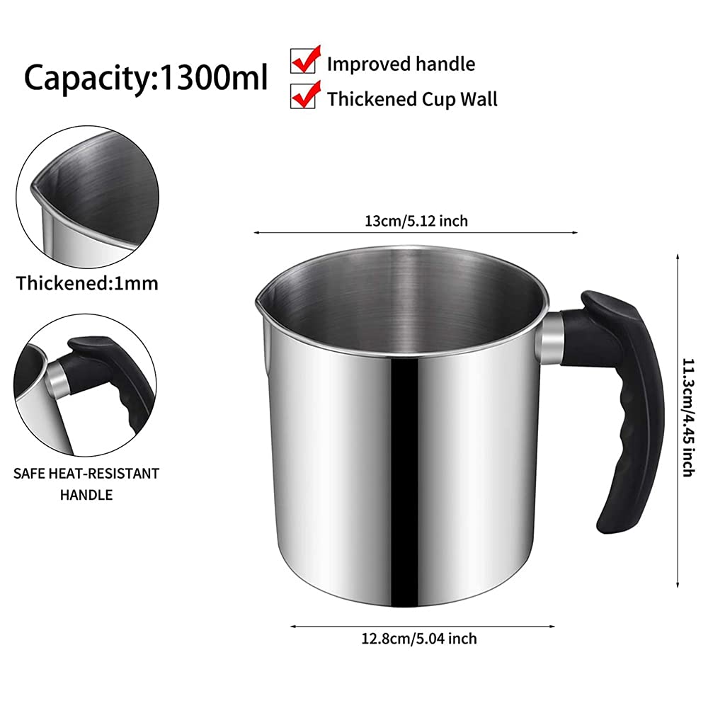 Lizusidtsy Candle Making Pouring Pot, 44 Oz Double Boiler Wax Melting Pot, Candle Making Pitcher, Heat- Handle
