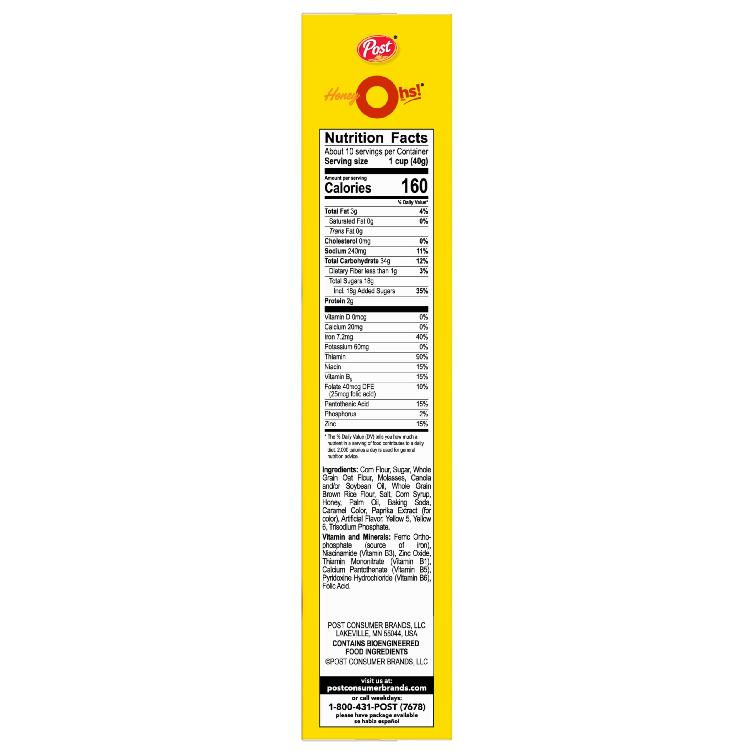 Honey Ohs! Crunchy Breakfast Cereal Os Made with Sweetened Corn, Oats and Rice, 14 OZ Box (Pack of 8)