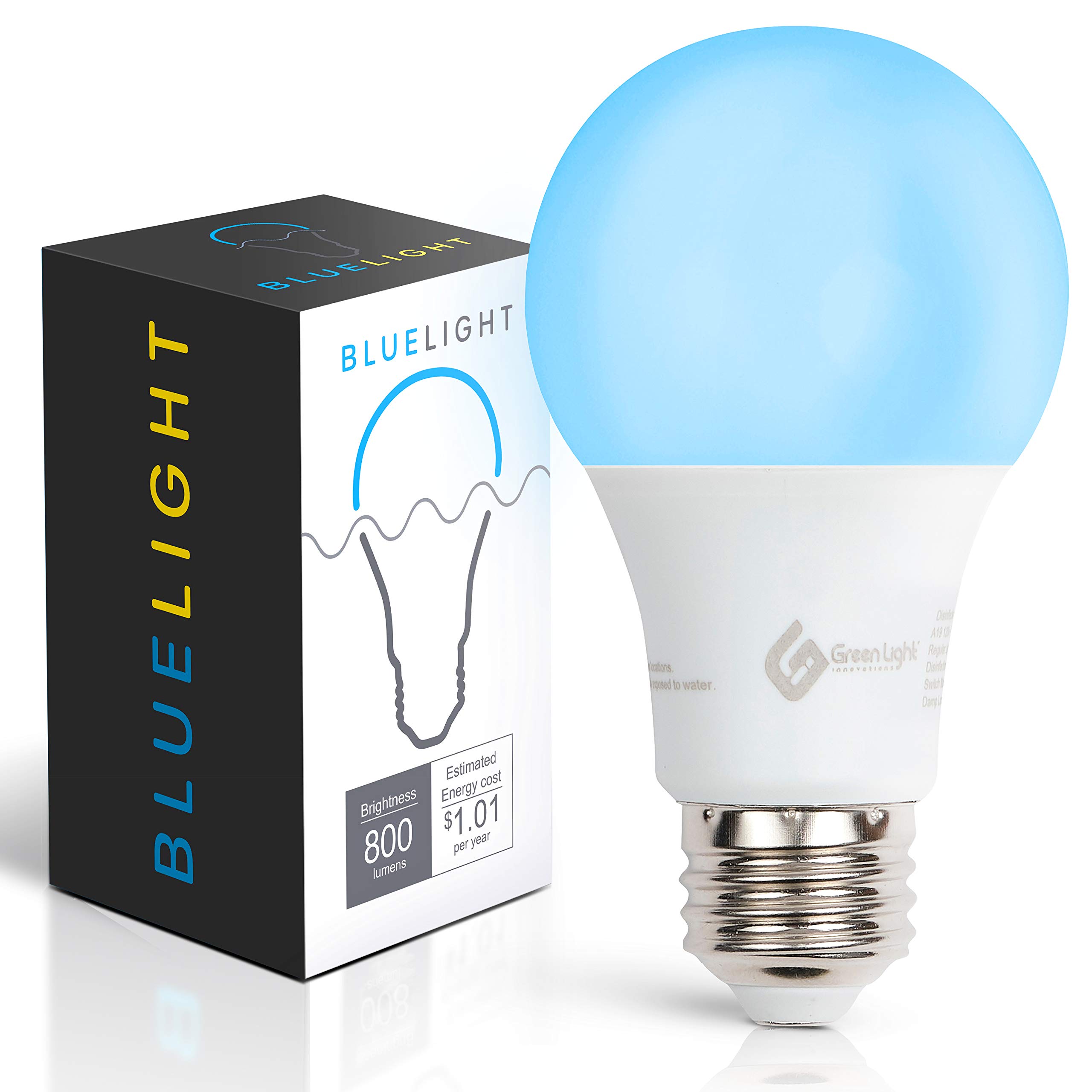 GLI Blue Light Germicidal Light Bulb – 100% Safe Non-UV - Switches from Sanitizer to Std 800 Lumens Bulb – Portable Disinfection, Screws into any E26 Socket – Kills 99% Germs & Pathogens – Ozone Free