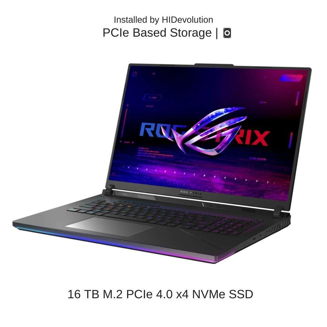HIDevolution ASUS ROG Strix Scar 18 G834JY 18" QHD+ 240Hz, 2.2 GHz i9-13980HX, RTX 4090, 96 GB DDR5 RAM, 16 TB PCIe SSD, Windows 11 Pro