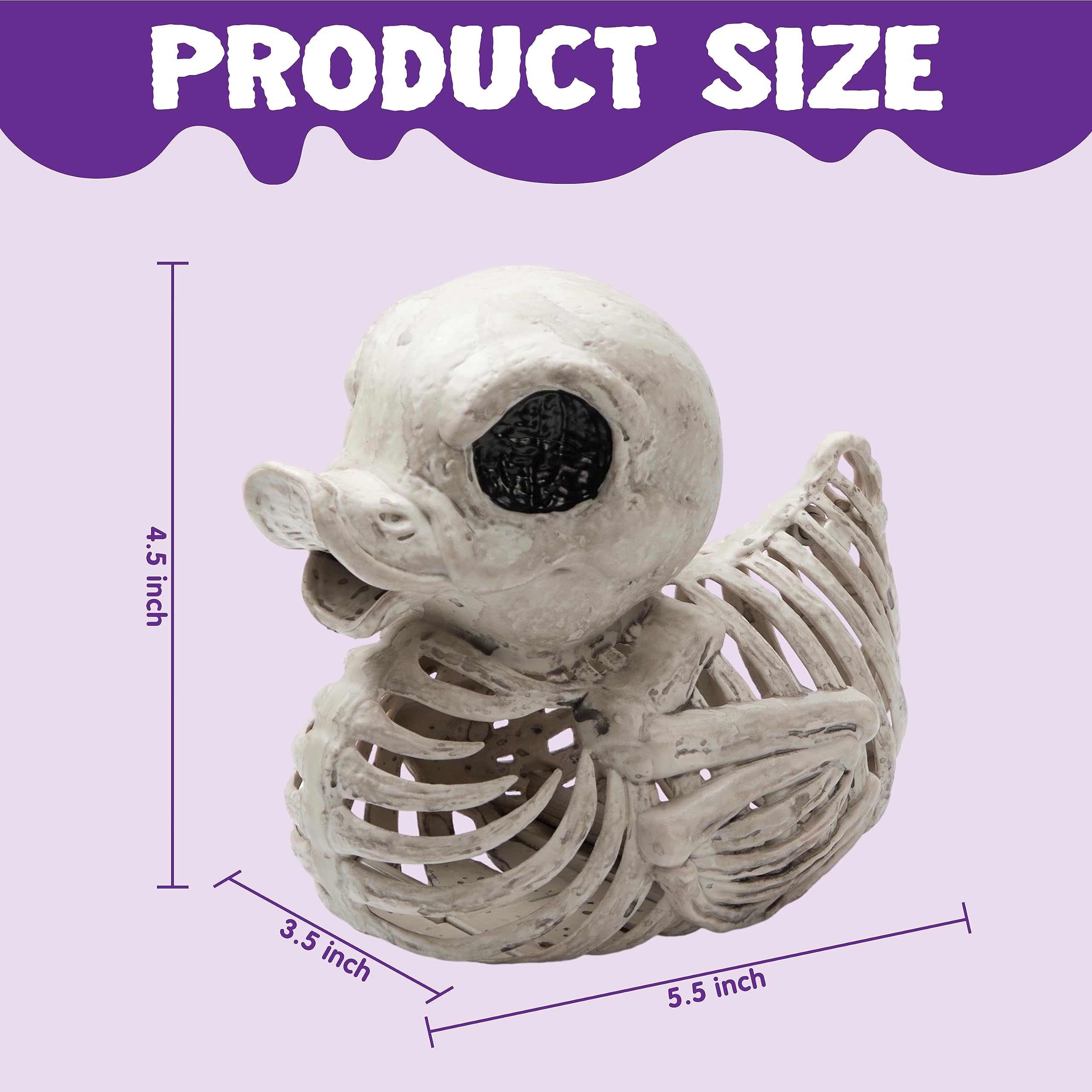 JOYIN 2 PCS 4.5” Halloween Duck Skeleton Plastic Bones for Spooky Halloween Decor, Indoor Outdoor Prop