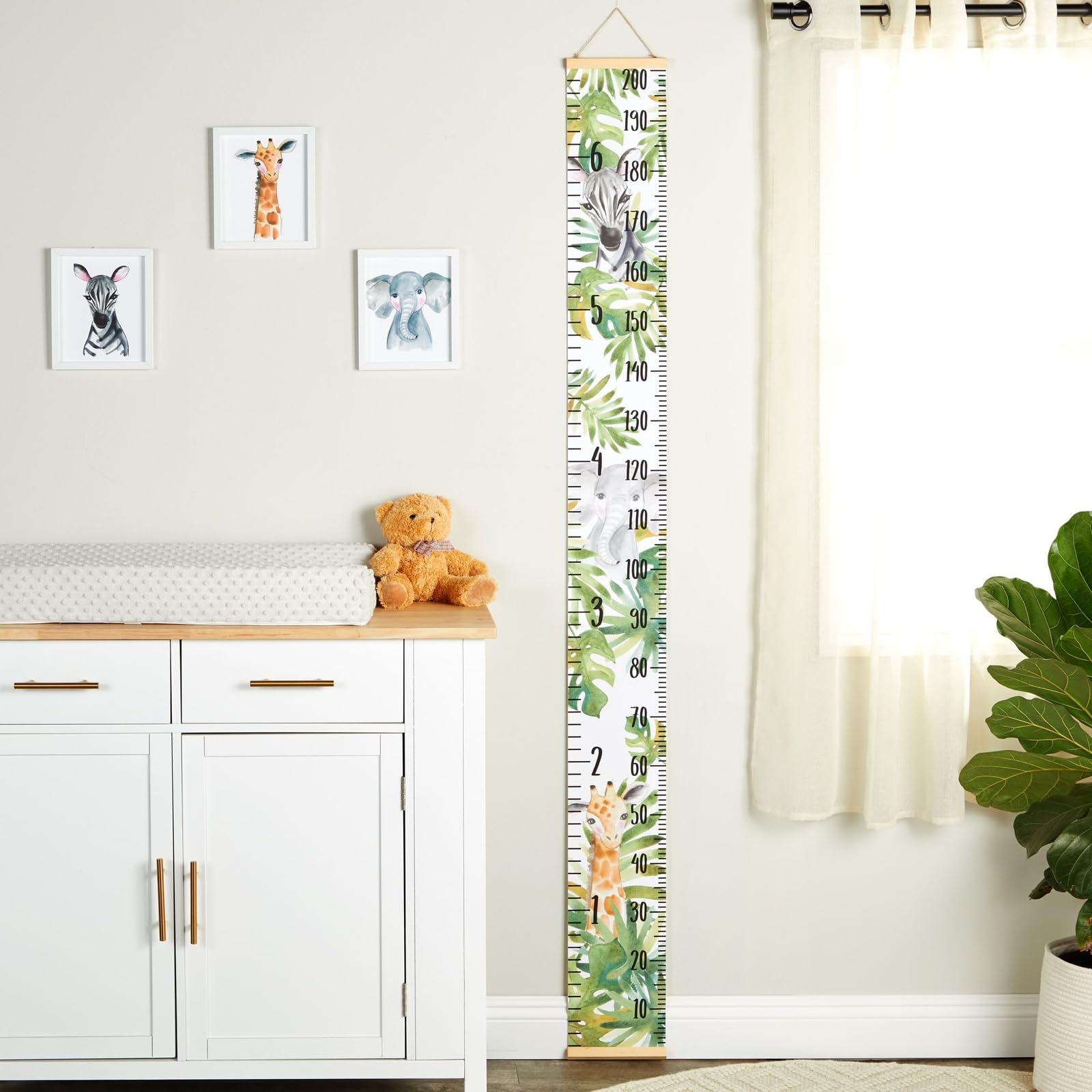 Juvale Safari Height Chart for Nursery and Bedroom Decor, 6.5 ft Growth Tracker for Wall (Jungle Design)