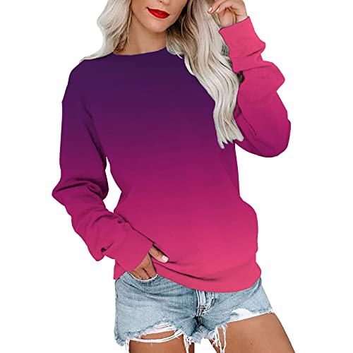 kangguolai Full Zip Hoodies Women Womens Casual Round Neck Sweatshirt Long Sleeve Top Gradient Pullover Loose Version Pullover,My Orders Recent