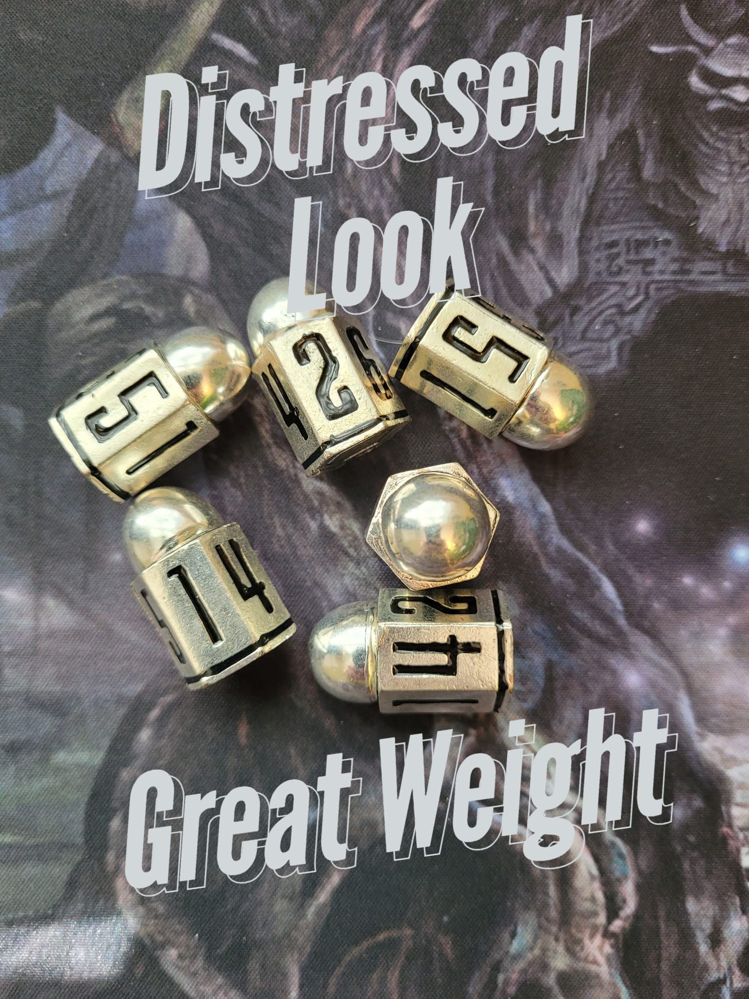 JGFinds Bullet Metal Dice Set - Six Large D6 Role Playing Dice - for D&D, Warhammer 40k, MTG, RPG Mob Themed Tabletop and Board Games - Oversized Molded Six Sided Polyhedral Damage Tracker or Counter