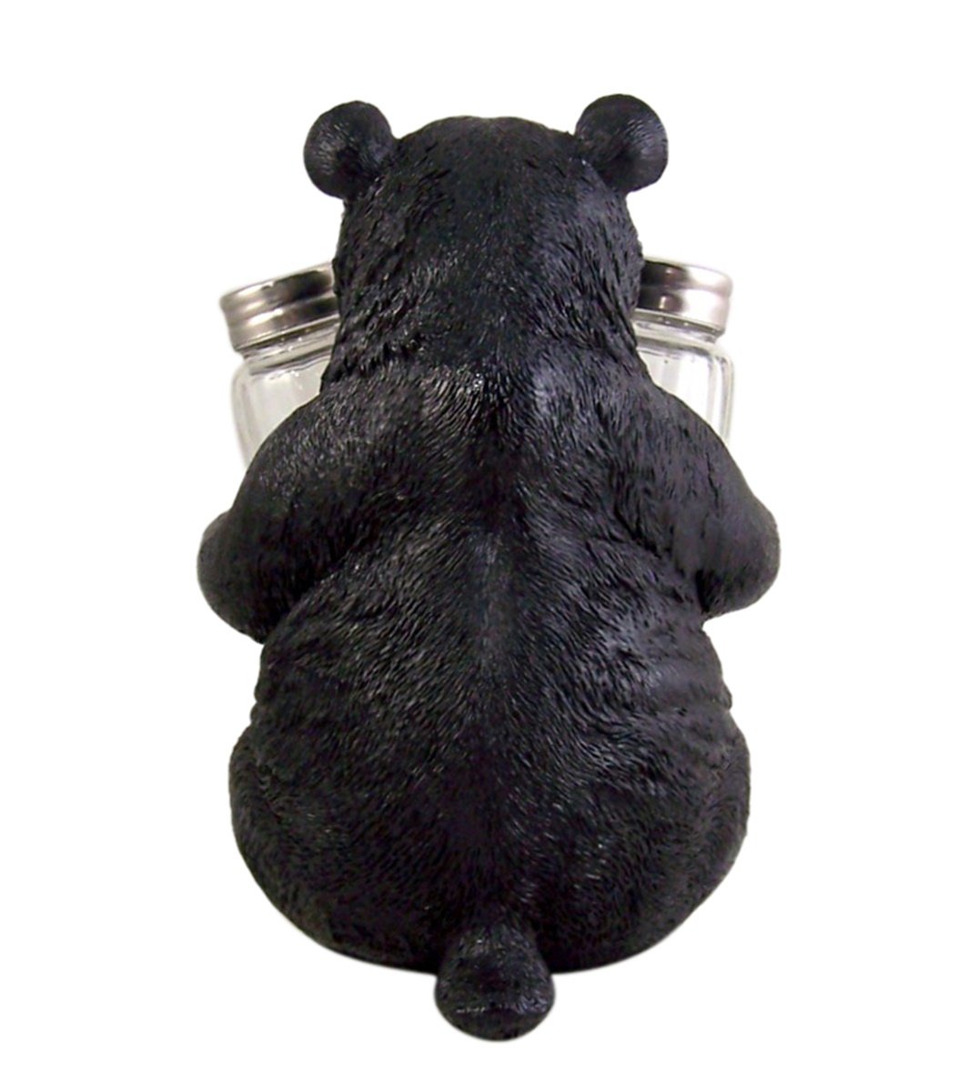 Liphontcta Season Beary Carefully Black Bear Salt and Pepper Shaker Holder 7 Inch (Shakers Included)