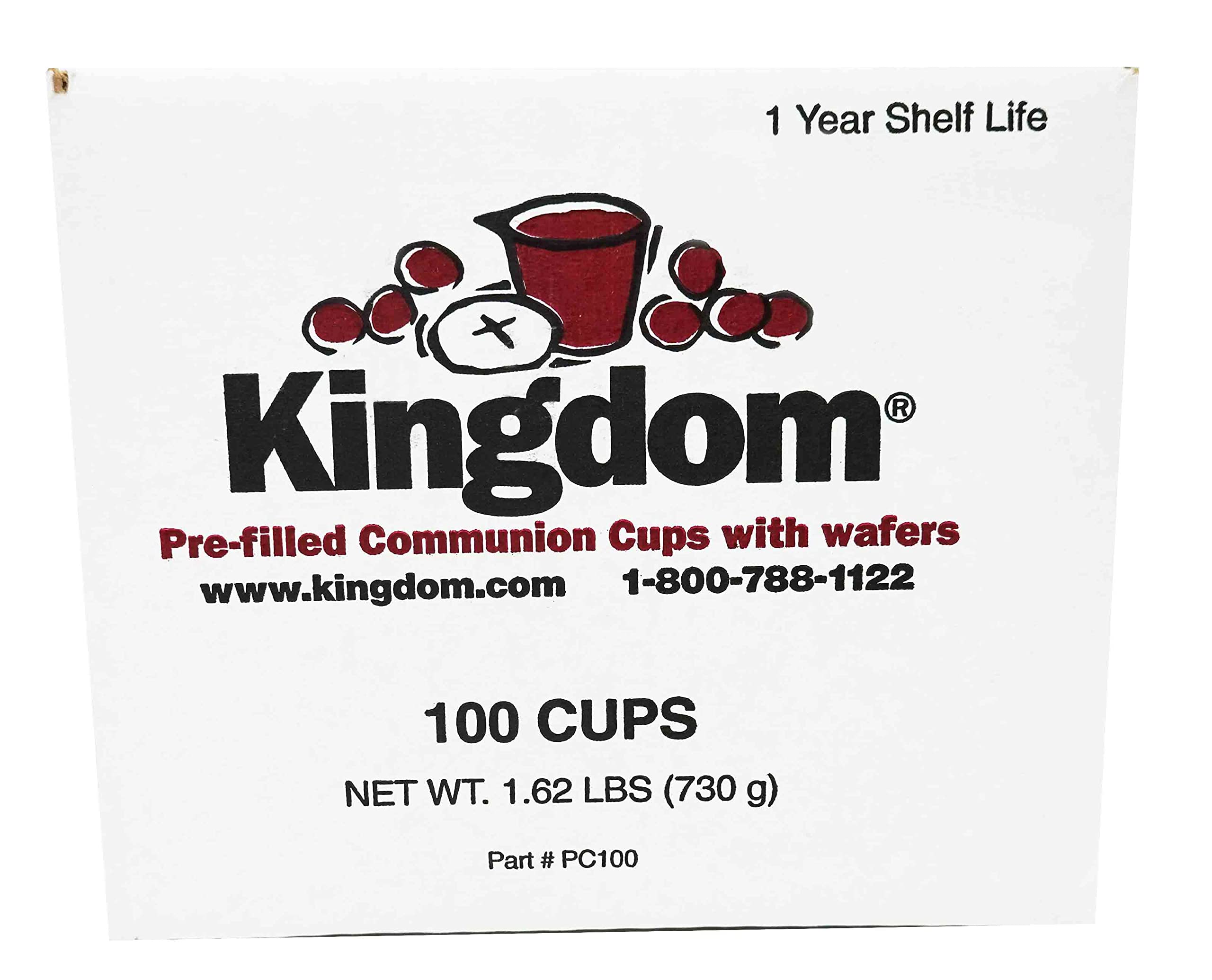 Kingdom Prefilled Communion Cup with Wafers(100 ct-red juice) Sealed in a Single-Serving Container with 1-Year Shelf Life, Perfect for Holy Eucharist Celebration in Hospitals, Summer Camps, and more!
