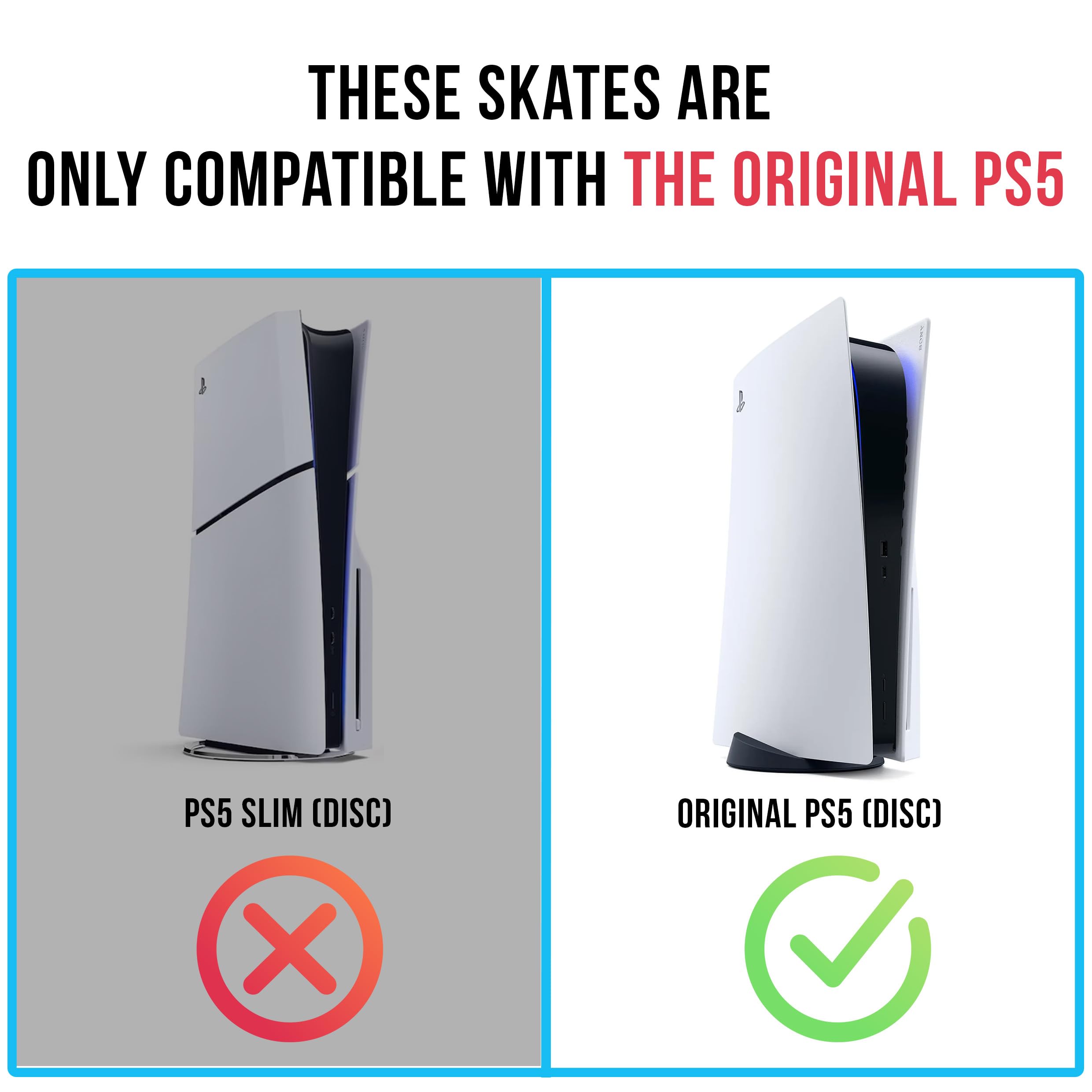 Glistco Skates - Horizontal Stand Compatible with PS5 - Disc Edition (White)