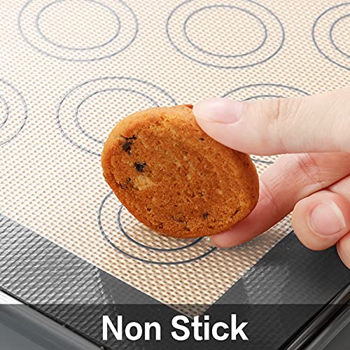 KOMUEE 9-Piece Baking Sheet, Cooling Rack with Silicone Mat Set (3 Pans + 3 Racks + 3 Mats), Stainless Steel Cookie Sheet with Cooling Rack and Baking Mat, Non Toxic & Easy Clean