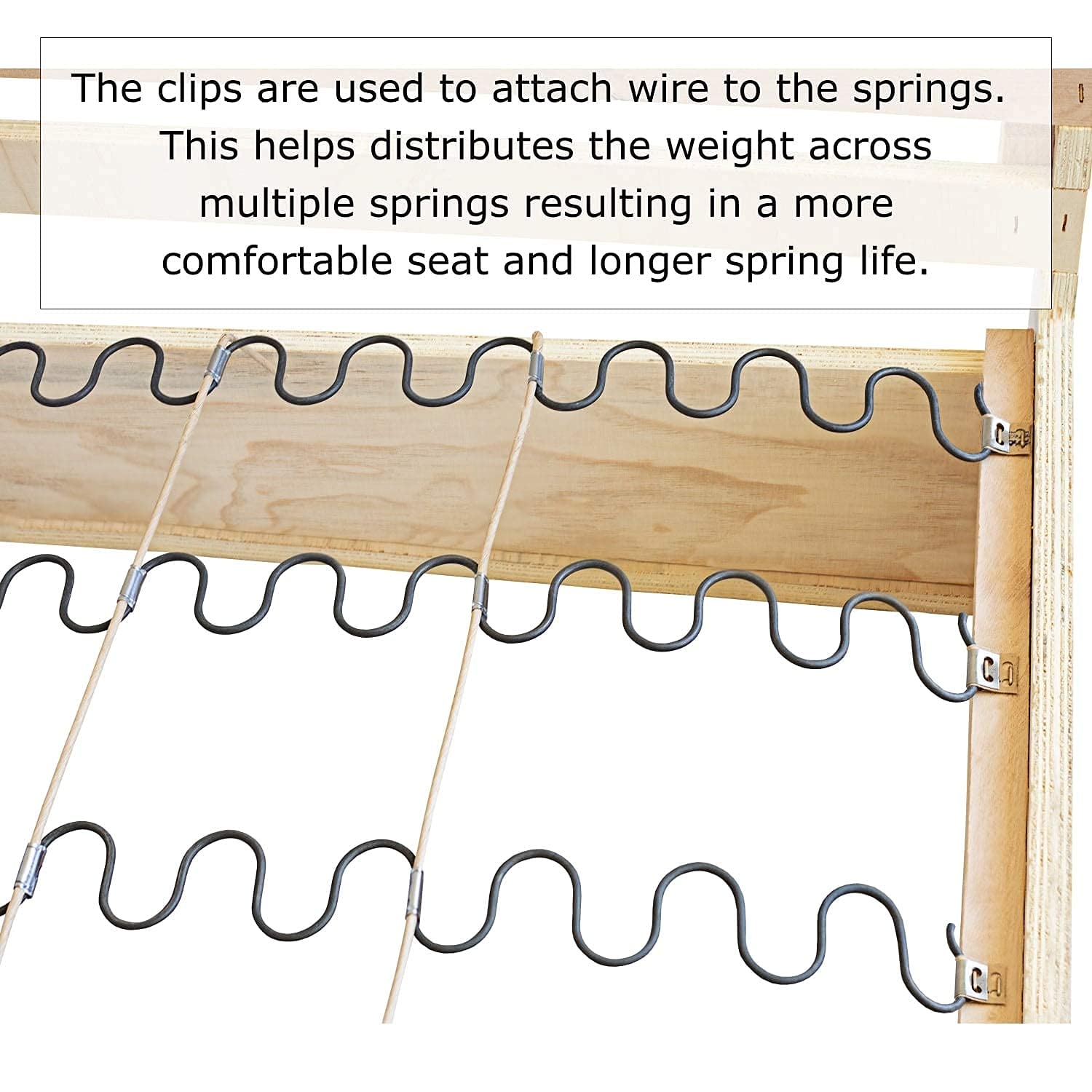 House2Home 15" Couch Spring Repair Kit to Fix Sofa Support for Sagging Cushions - Includes 2pk of Springs, Upholstery Spring Clips, Seat Spring Stay Wire, Screws, and Installation Instructions