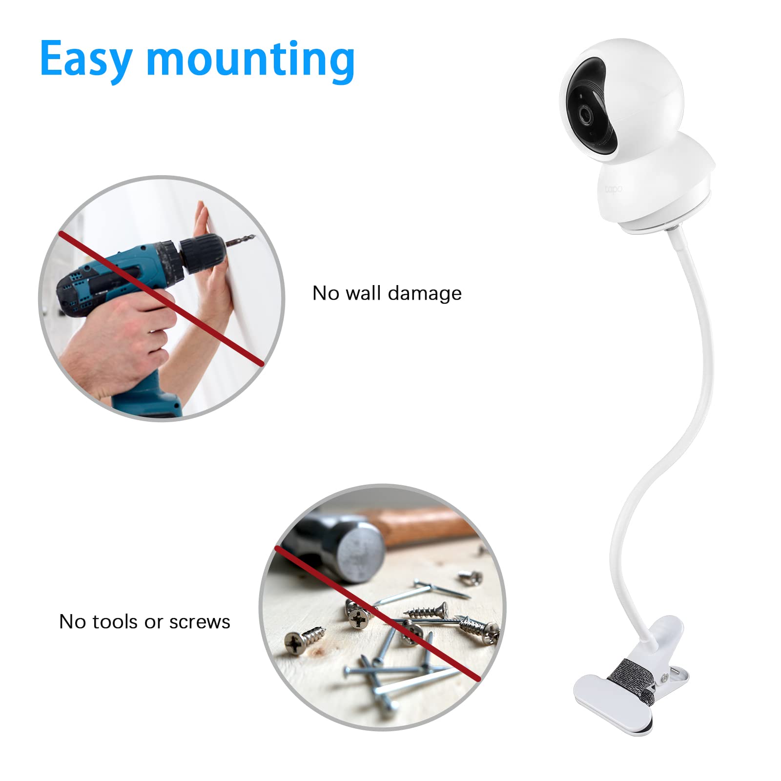 Koroao Flexible Twist Mount for TP-Link Tapo C200/C210 Pan/Tilt Security Camera,No Tools or Wall Damage Required