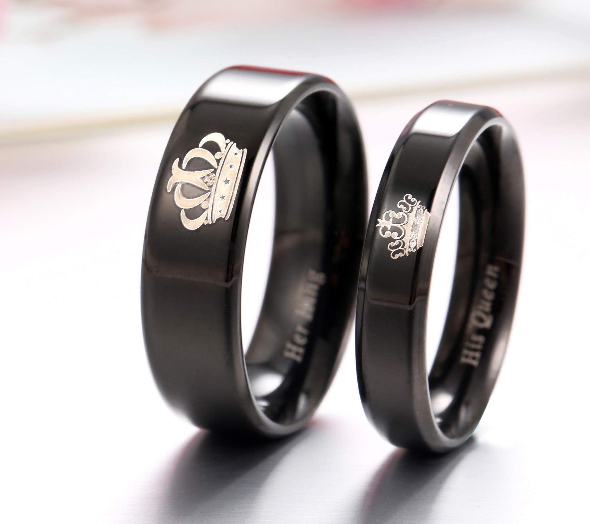 Global Jewelry Amazing Her King His Queen Titanium Stainless Steel Wedding Band Set Anniversary Engagement Promise Ring