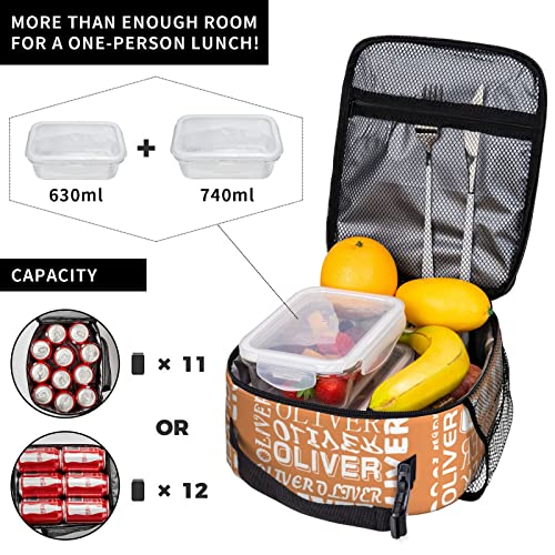 Jdowkoa Custom Lunch Bag with Name, Personalized Reusable Insulated Lunch Box with Name for Girls Boys Women Men, Customized Name Lunch Tote Bags for Picnic Travel School Work