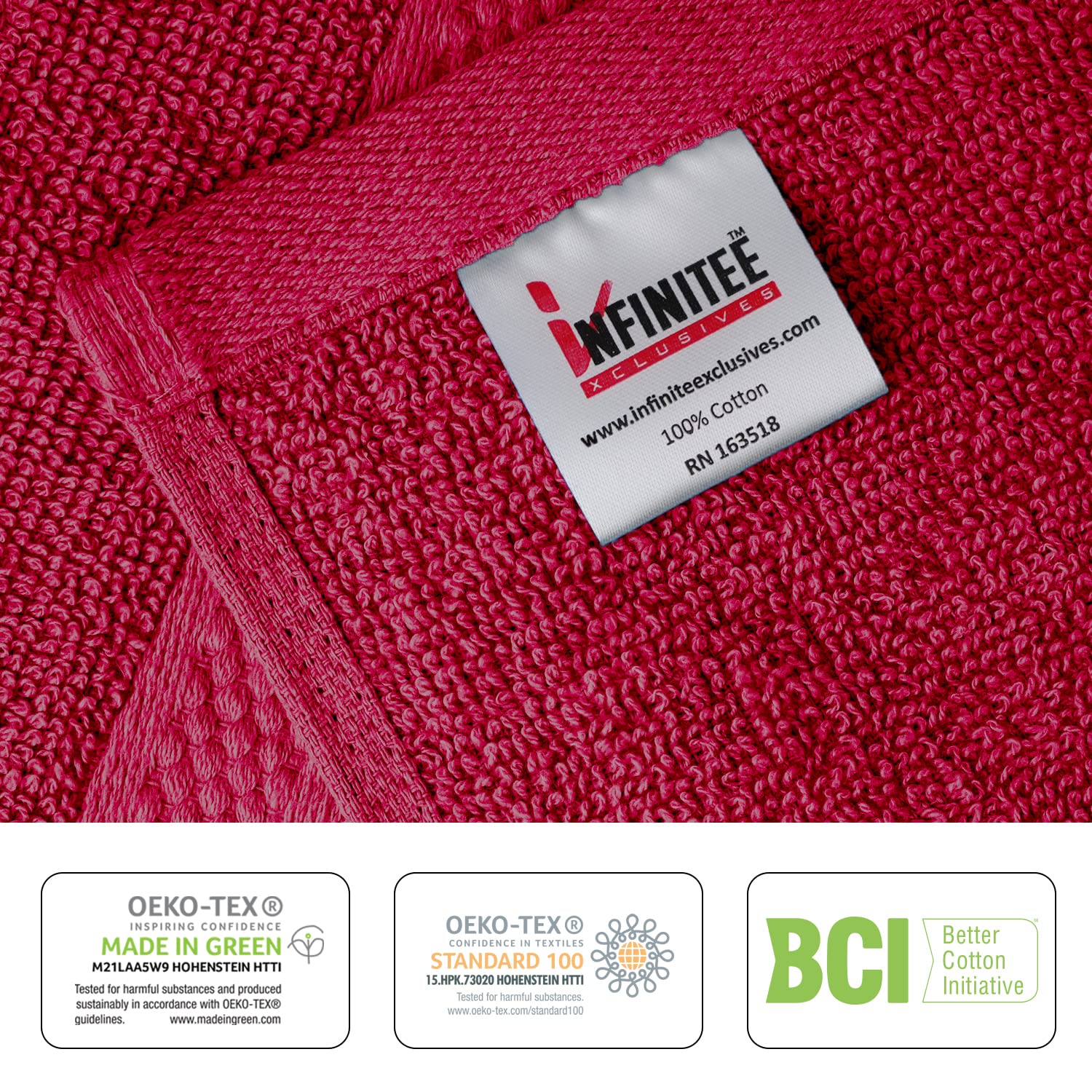 Infinitee Xclusives Bundle of Red Kitchen Towels Pack of 6 with Hand Towels Pack of 6 16x28 Inches